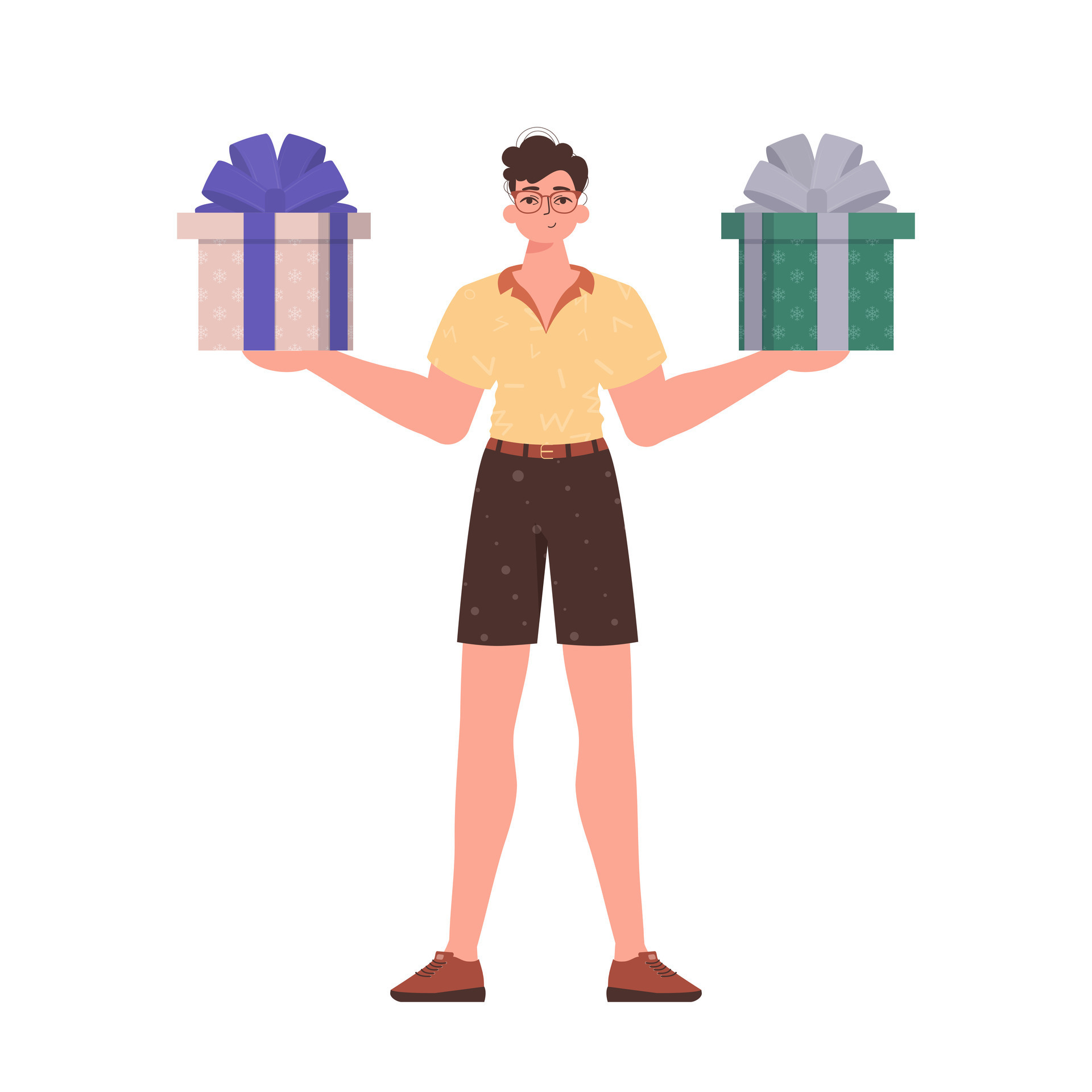 A young guy is holding a gift. Modern character style. 28652899 Vector Art at Vecteezy