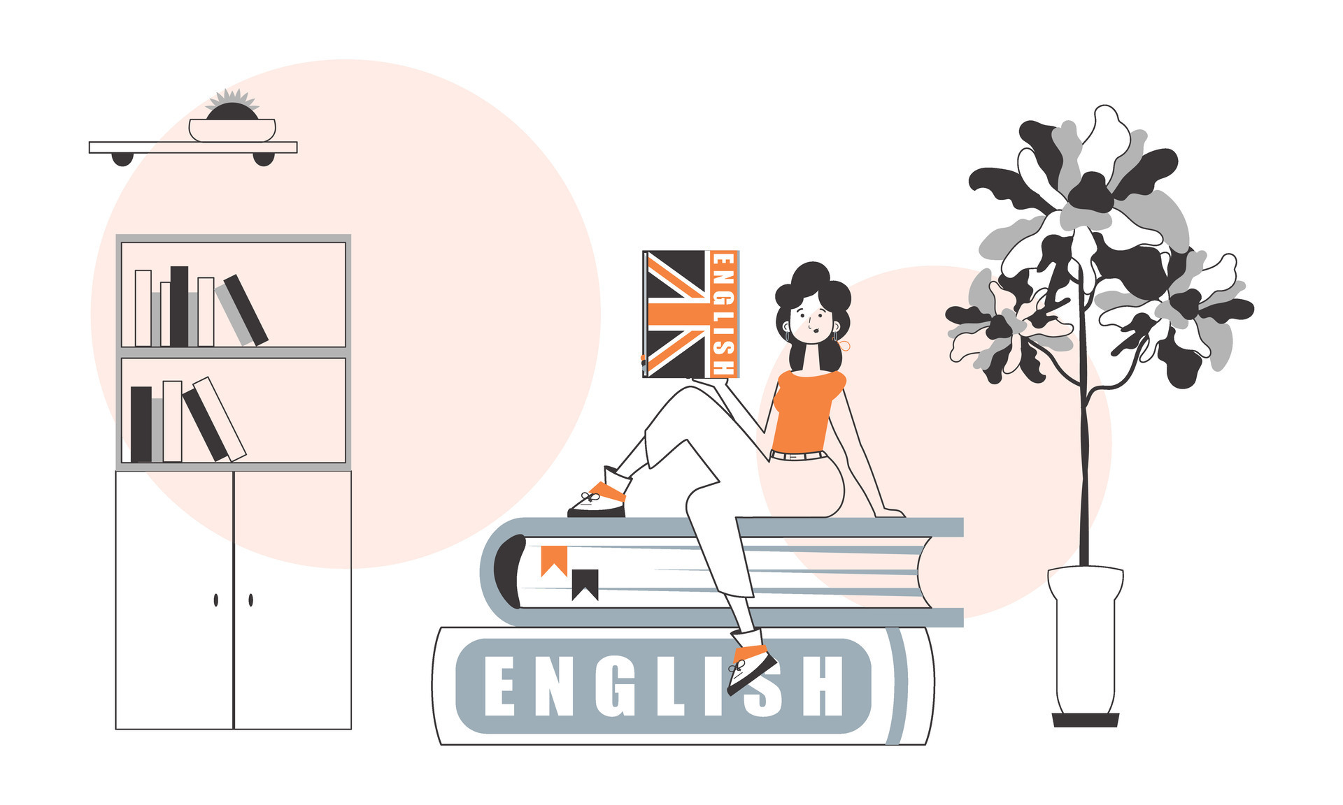 Girl English teacher. The concept of learning a foreign language ...