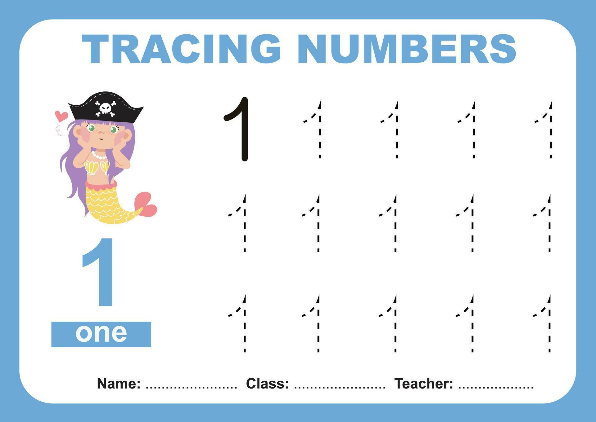 Trace and write number for children. Exercise for children to recognize ...