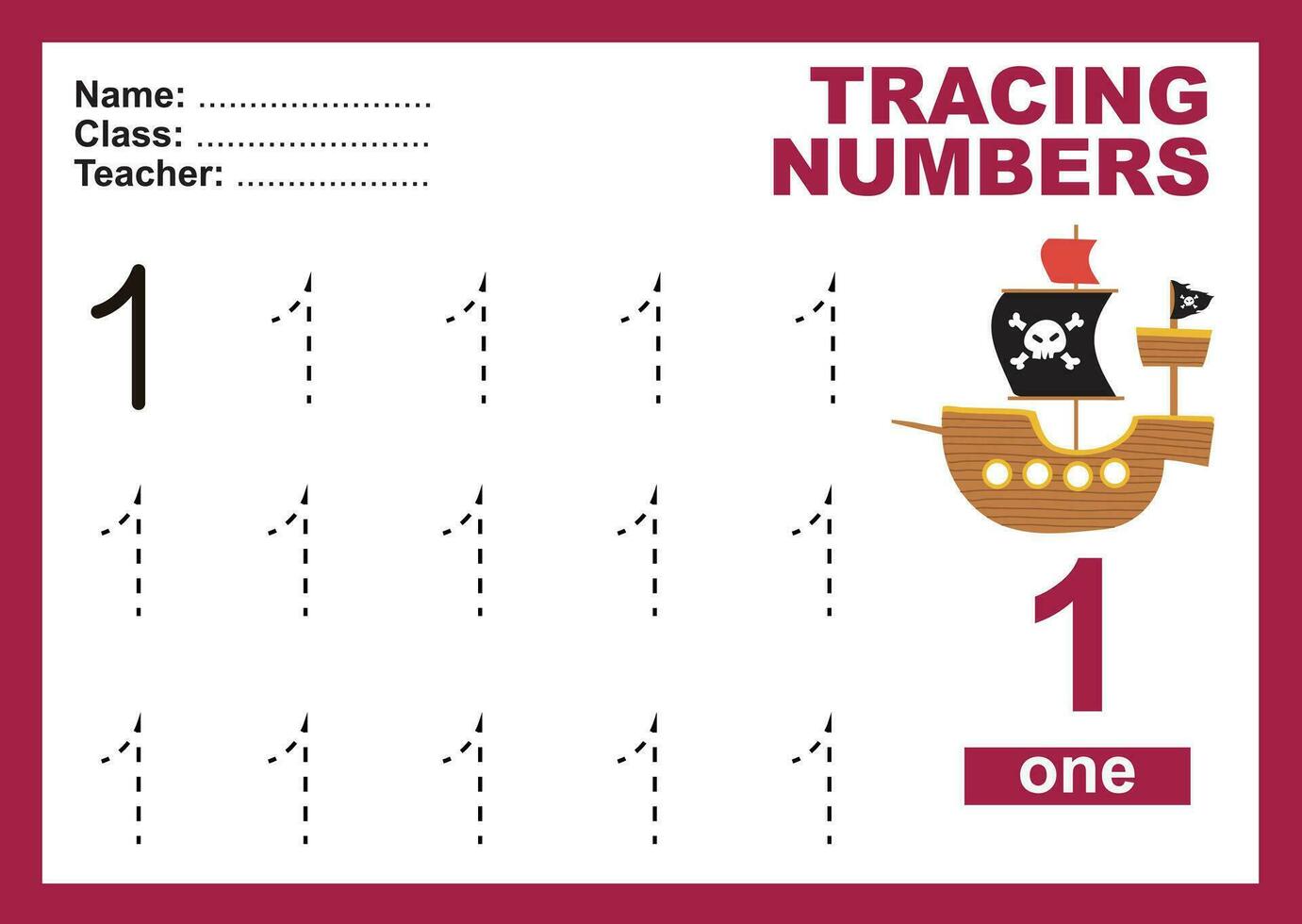 Trace and write number for children. Exercise for children to recognize ...