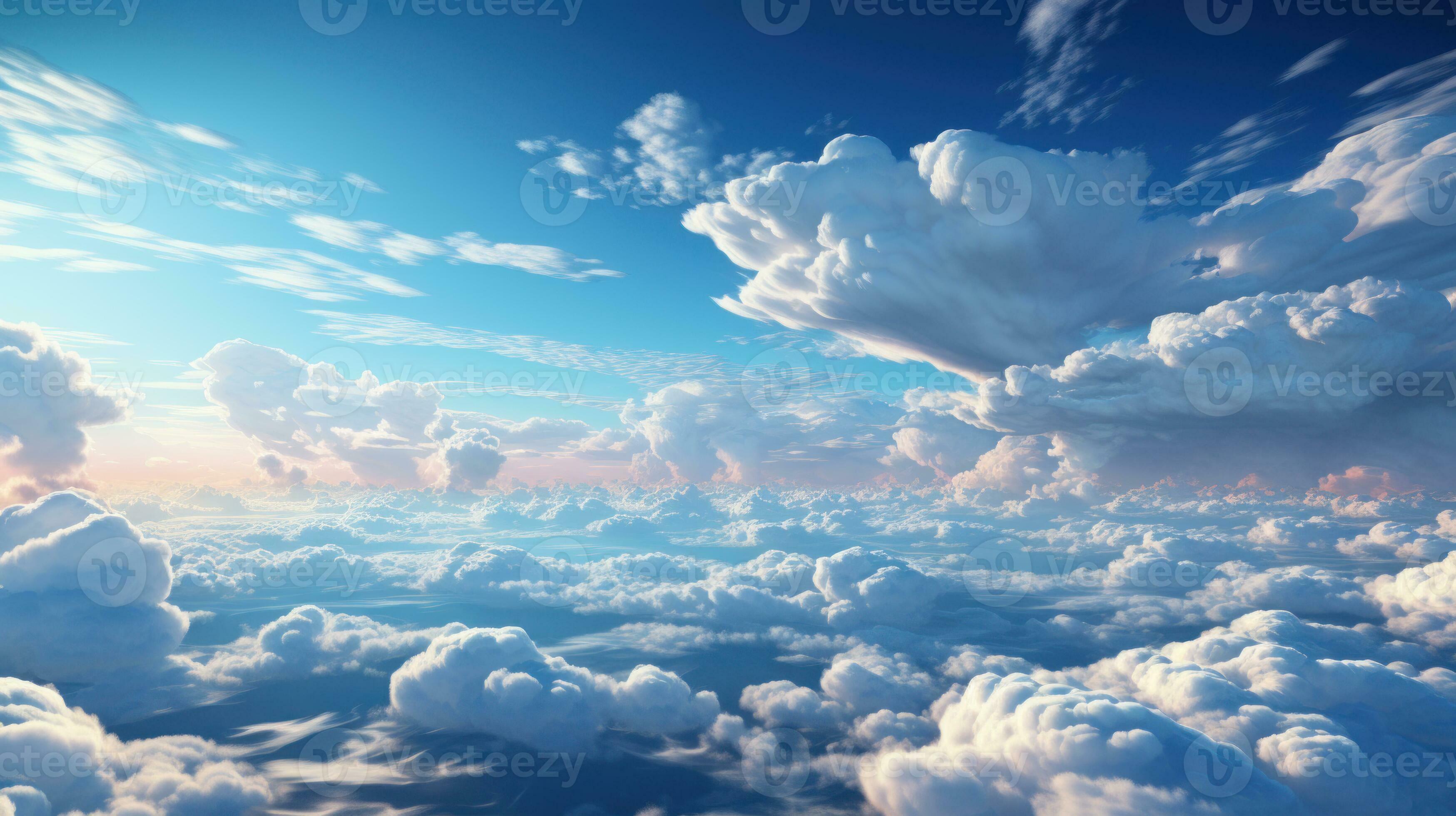 Ai, Ai generated, Photorealistic 4K sky with beautiful cumulus clouds. Serene and atmospheric ...