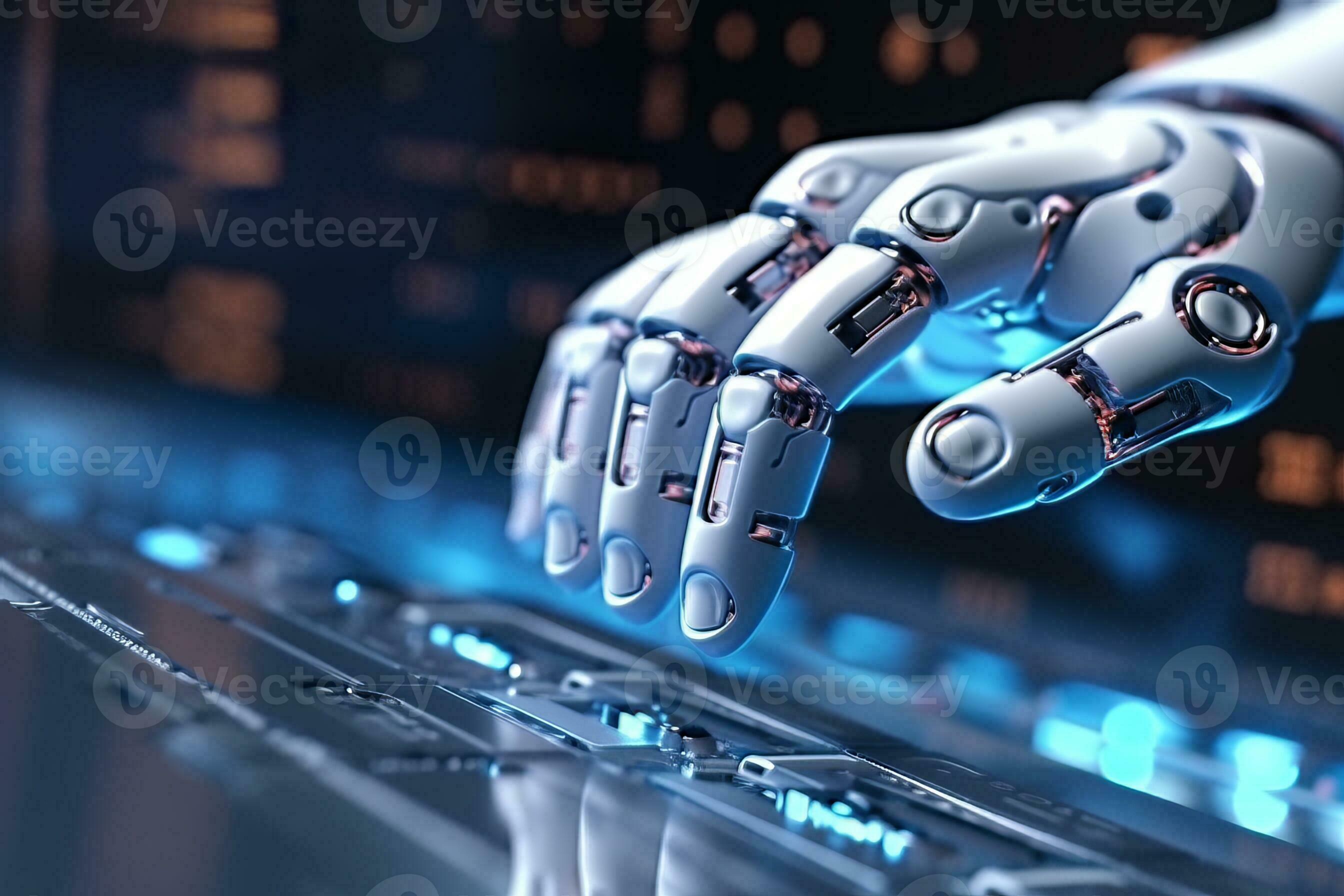 Hands of Robot Touhcing Coding Monitor, Generative AI 28665198 Stock ...