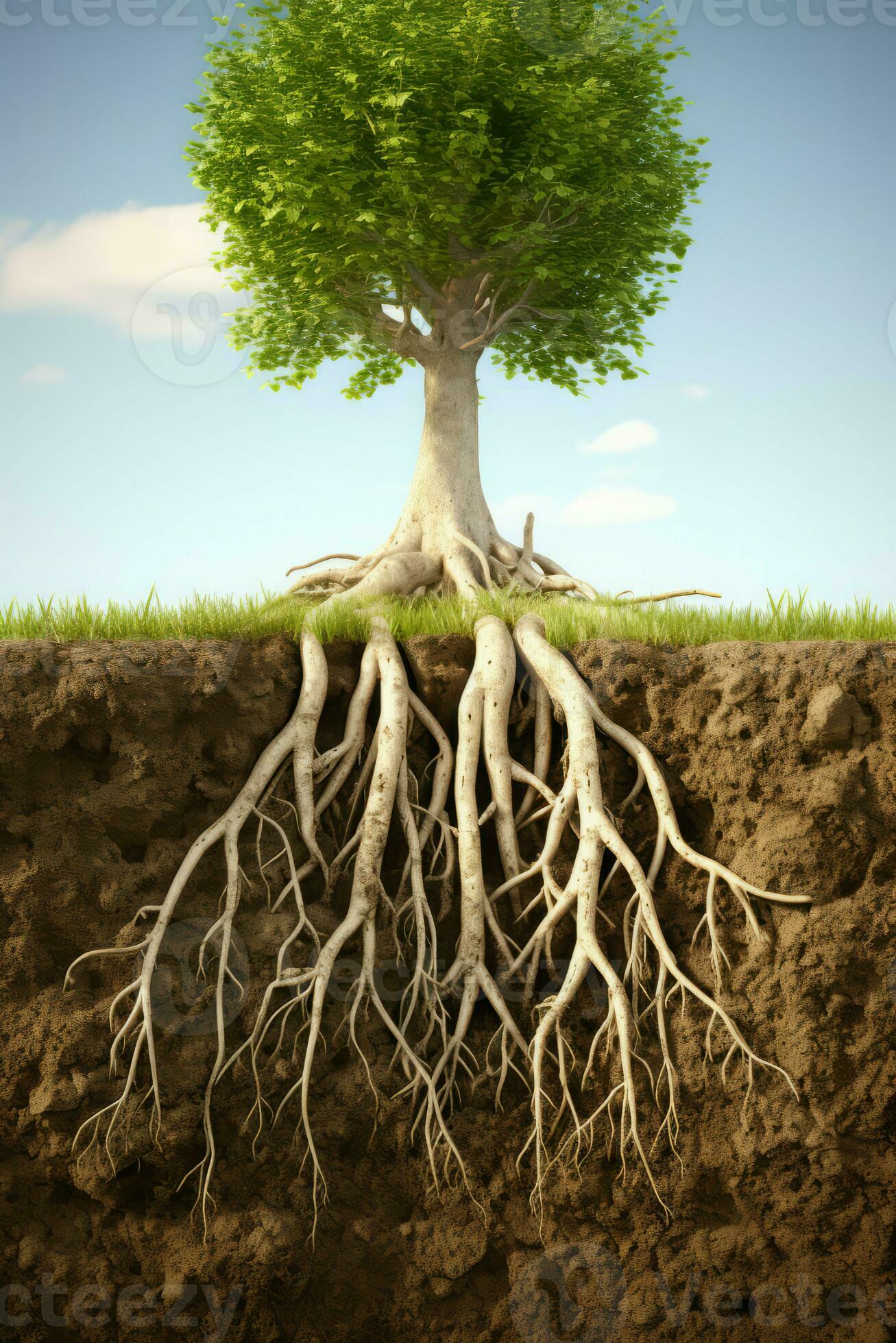 Section soil tree root banner summer time. Generate Ai 28668804 Stock ...