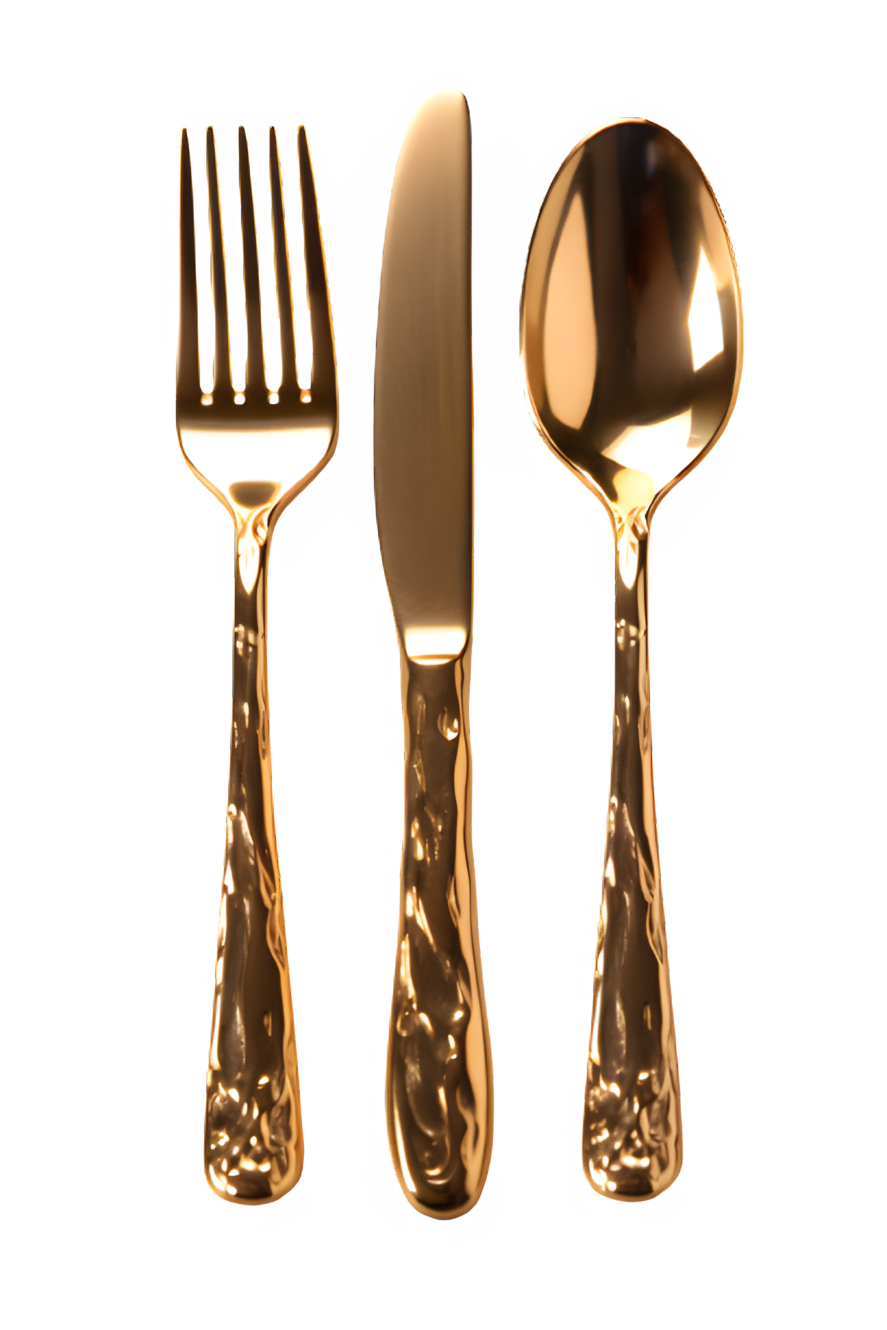 Golden Knife Fork Spoon Set Gold Tableware Cutlery Isolated Cut Out Generative Ai 28670695 Png
