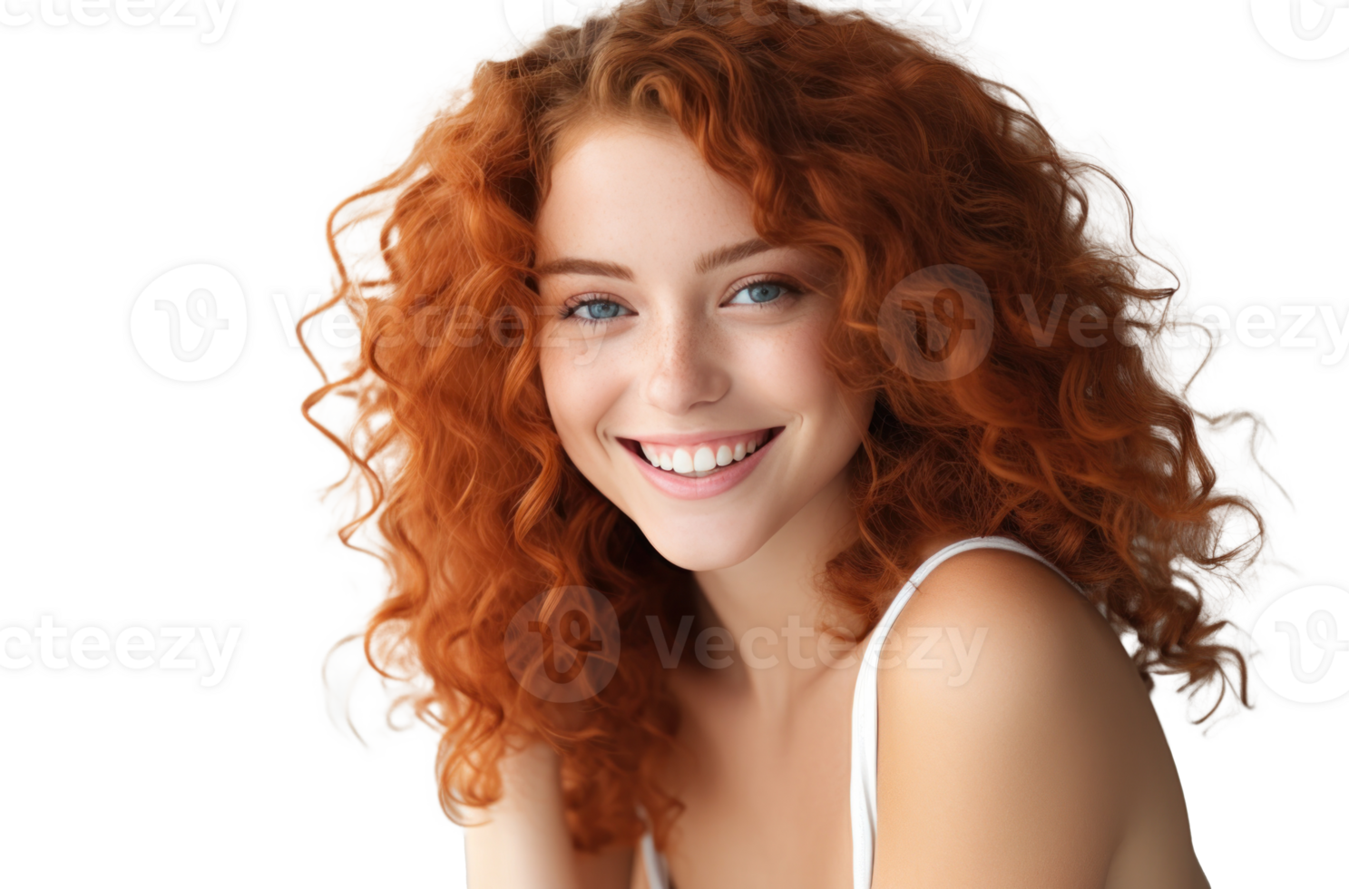 Attractive Young Woman With Curly Red Hair And A Smile 28680057 Png
