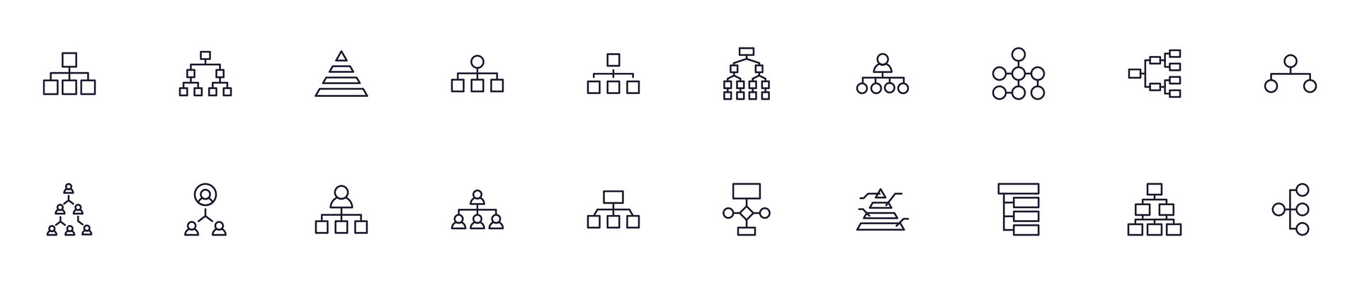 Hierarchy concept. Collection of hierarchy high quality vector outline ...