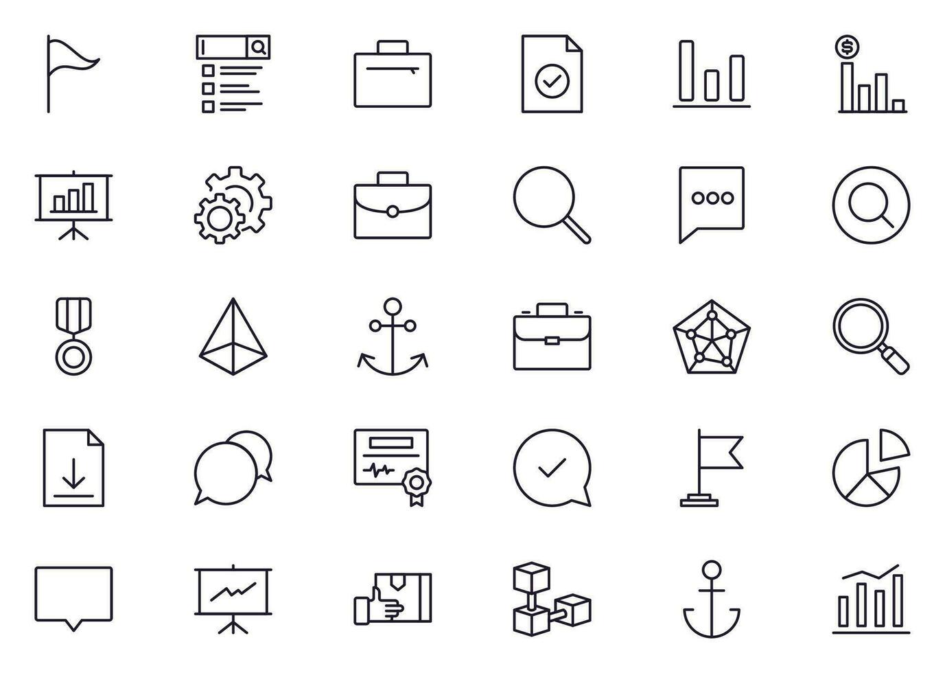 Business line icon set. Collection of commerce uotline sighn for web ...