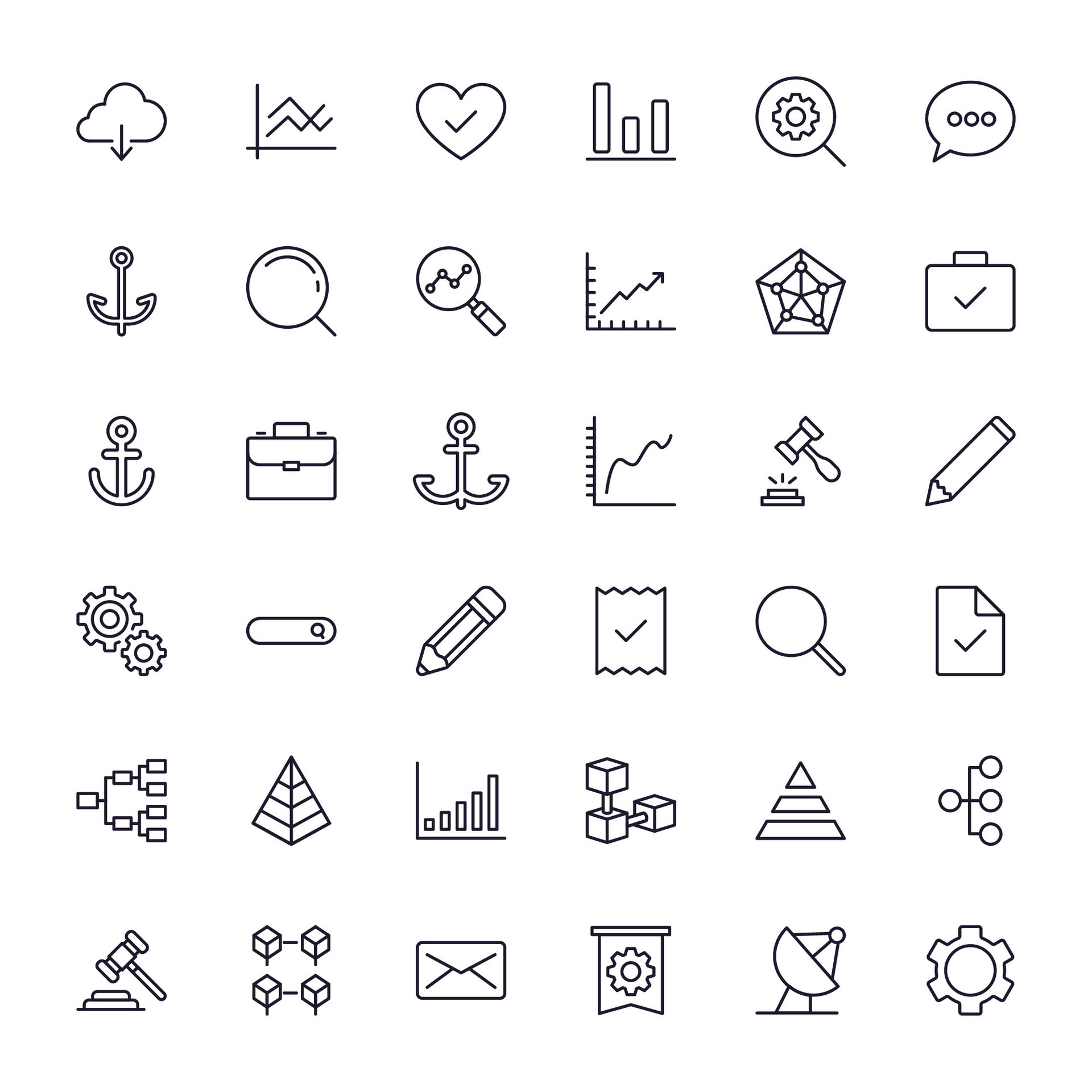 Business line icon set. Collection of commerce uotline sighn for web ...