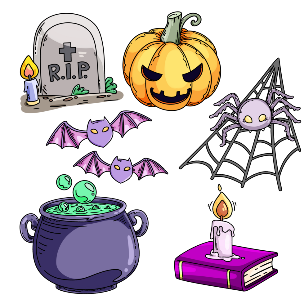 Cute Cartoon Halloween Element Set 28696521 Png