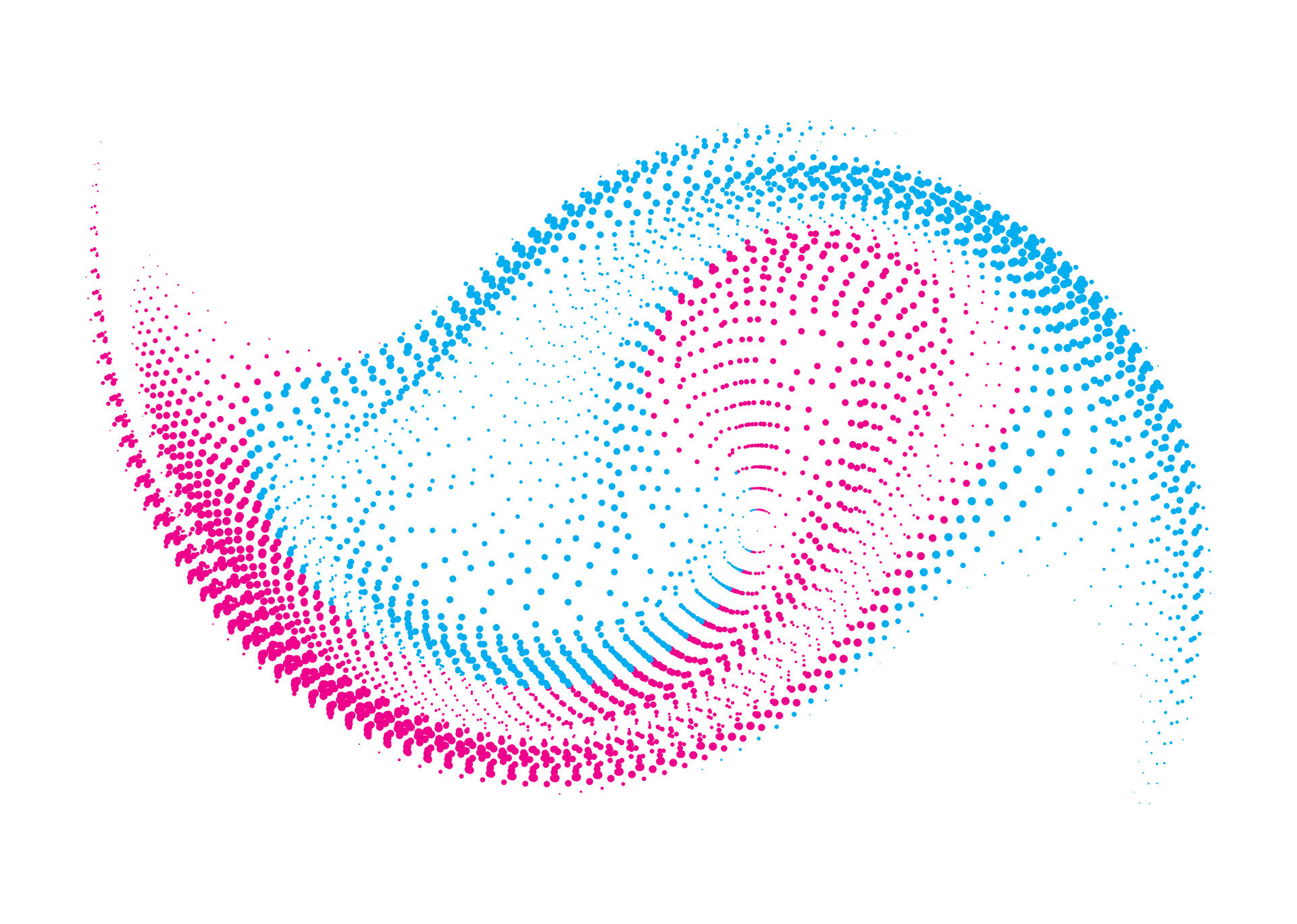 a colorful icon of dots on a white background, a wave of colored dots ...