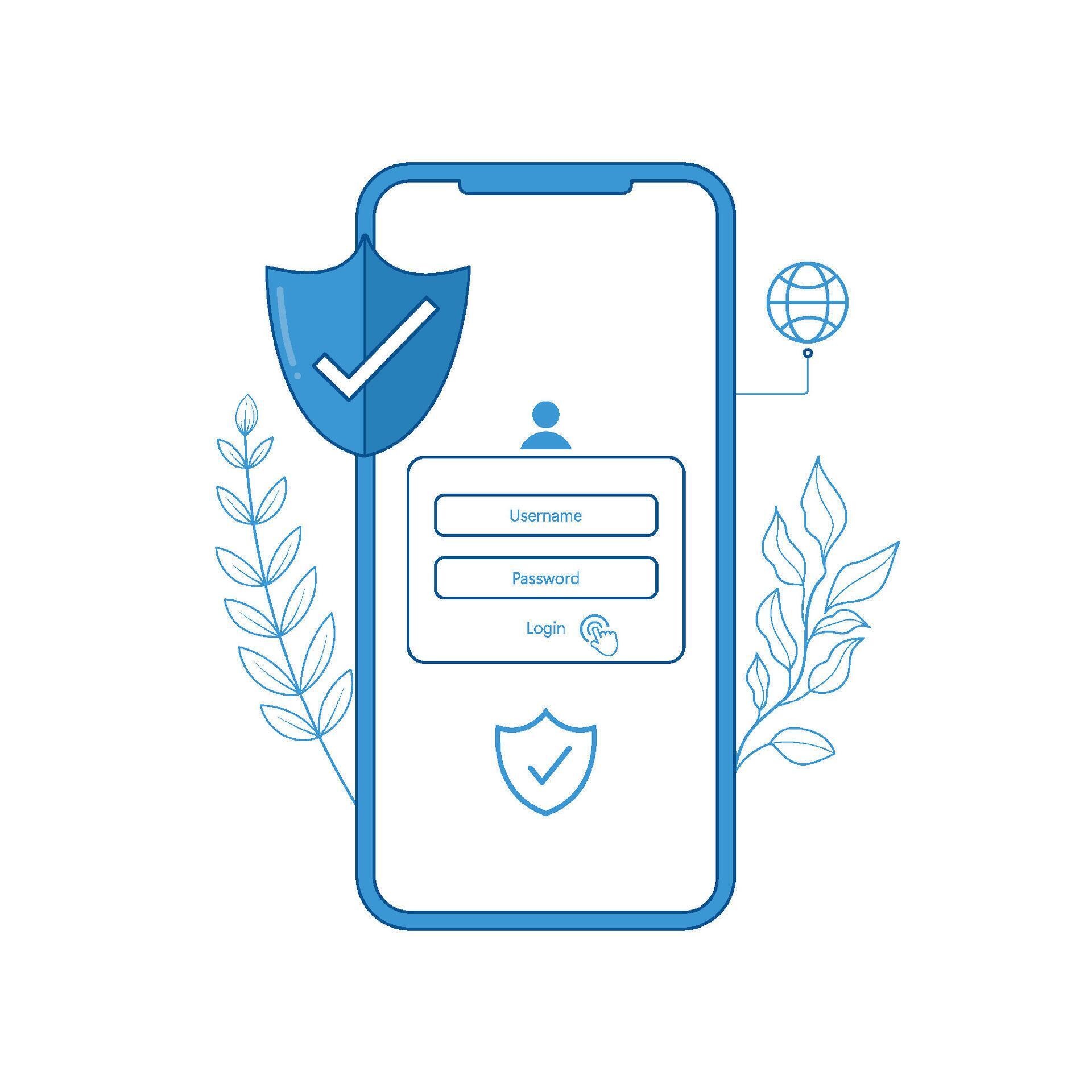 Mobile Security Concept Secure Internet Connection Illustrator Vector