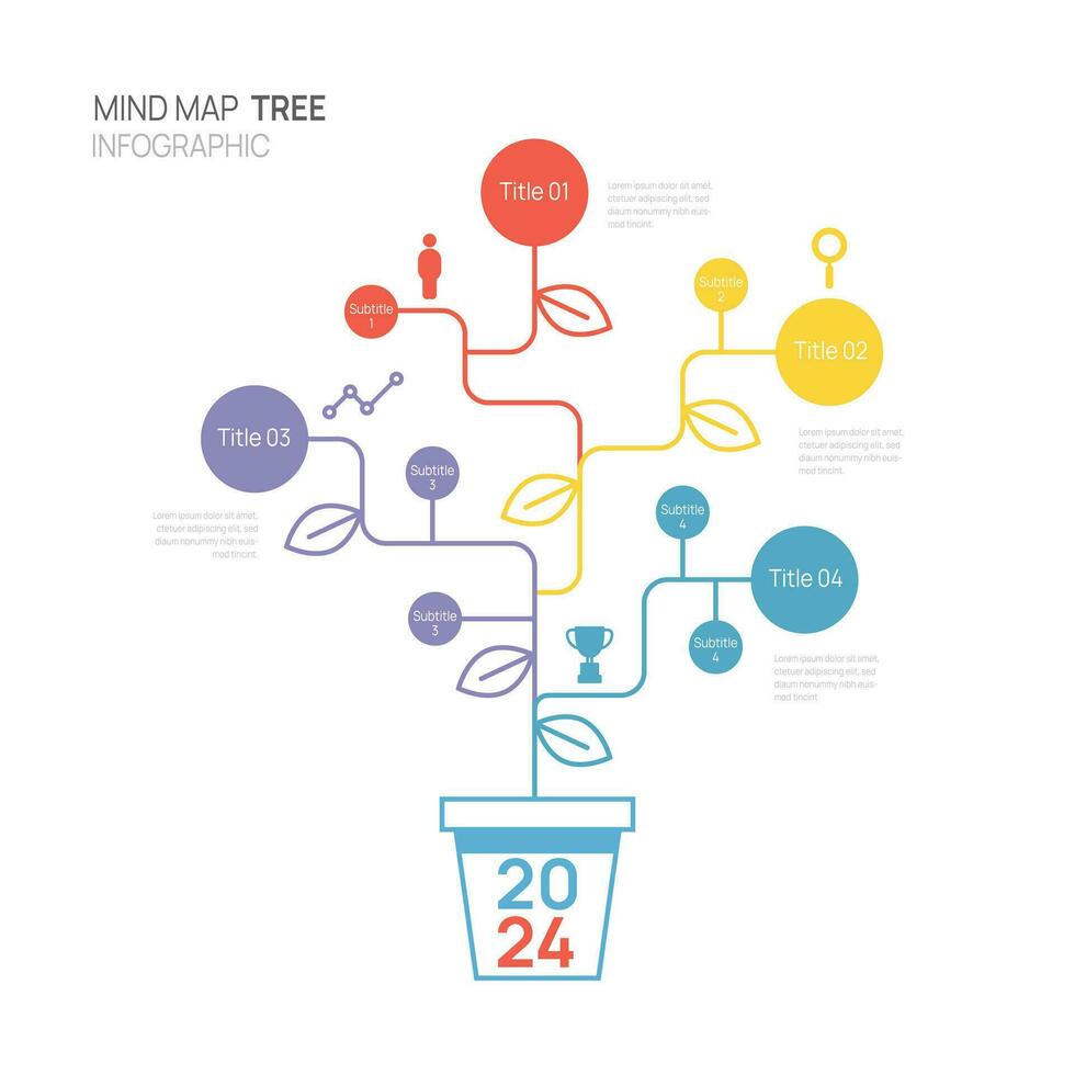 Infographic tree mind map diagram template for business. connection and ...