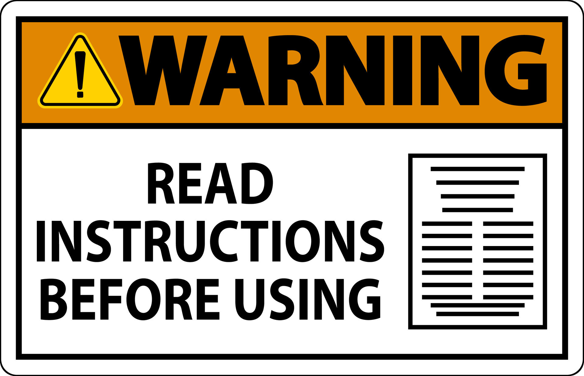 Warning Machine Sign Read Instructions Before Using 28699618 Vector Art at Vecteezy