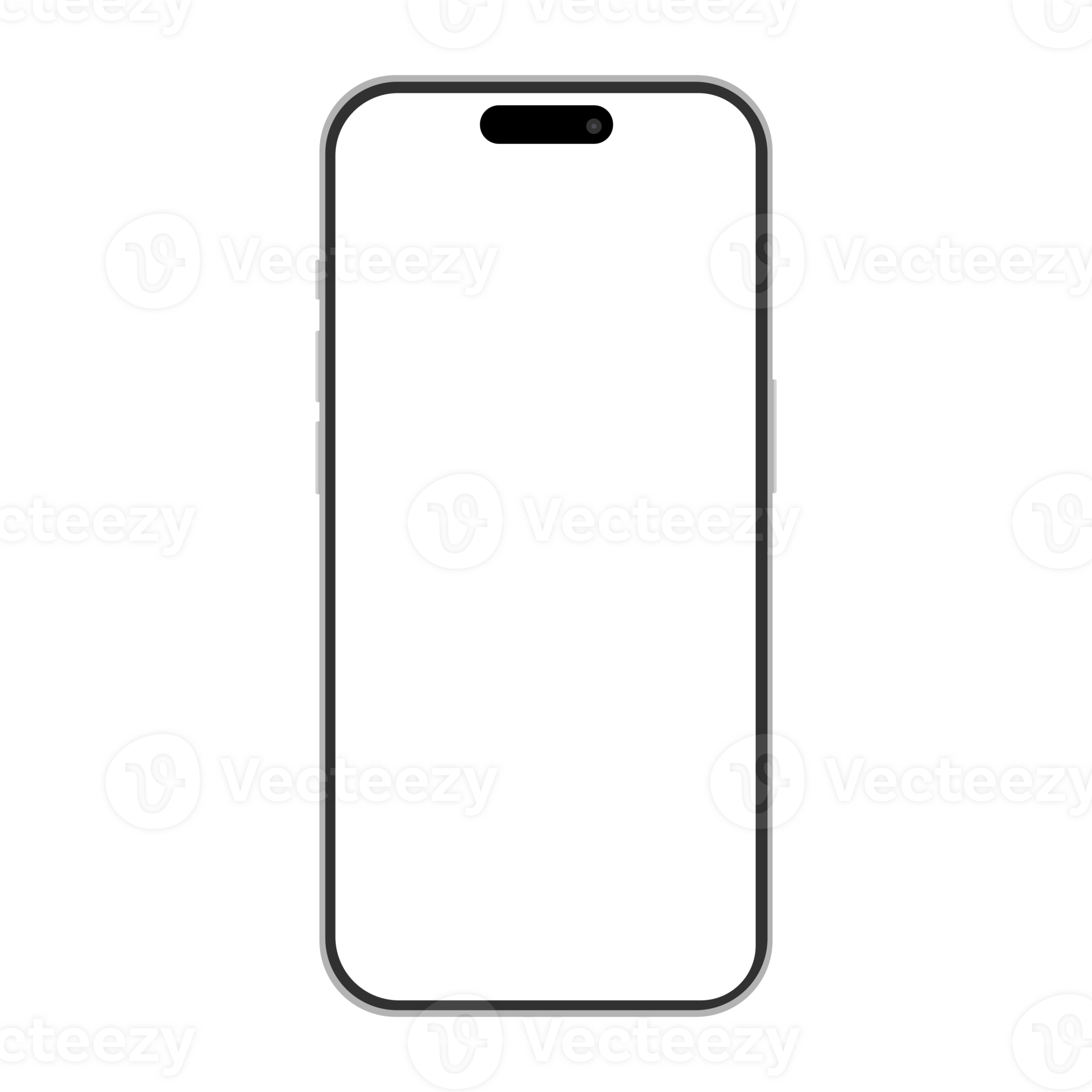 iphone 15 mockup front view isolated illustration on transparent background. Smartphone or ...