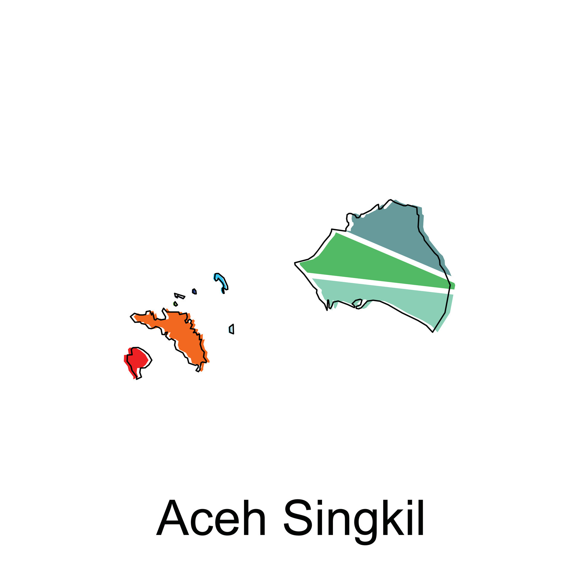 Map Of Aceh Singkil City Modern Outline High Detailed Vector Illustration Design Template
