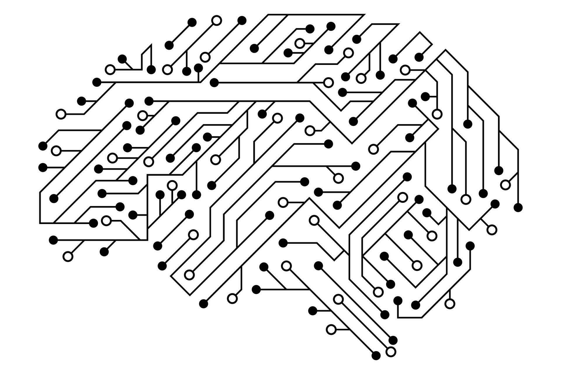 Artificial Intelligence brain illustration with board circuit. Circuit board human brain ...