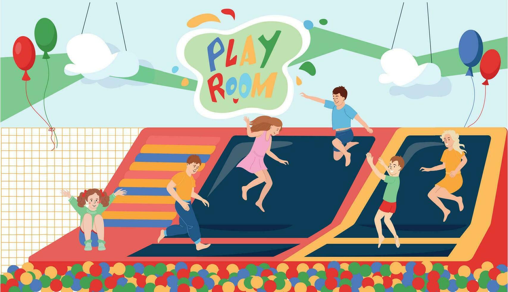 Kids Jumping On Trampoline 28704255 Vector Art at Vecteezy