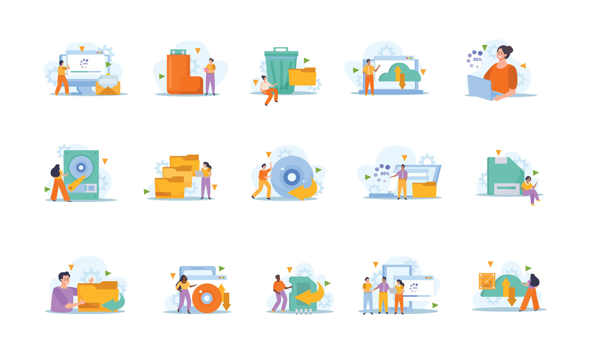 Backup Data Recovery Set 28704796 Vector Art at Vecteezy