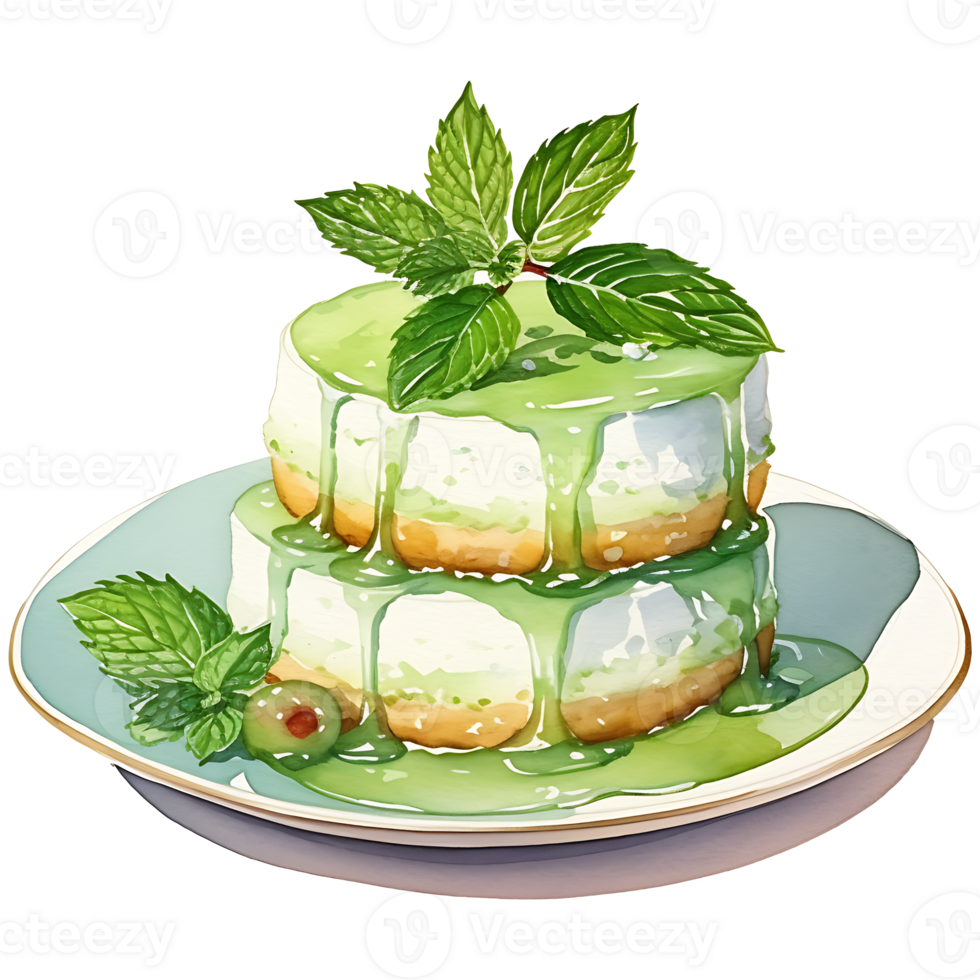 Dessert Chocolate And Matcha Watercolor Sublimation Ai Generative 28707012 Png