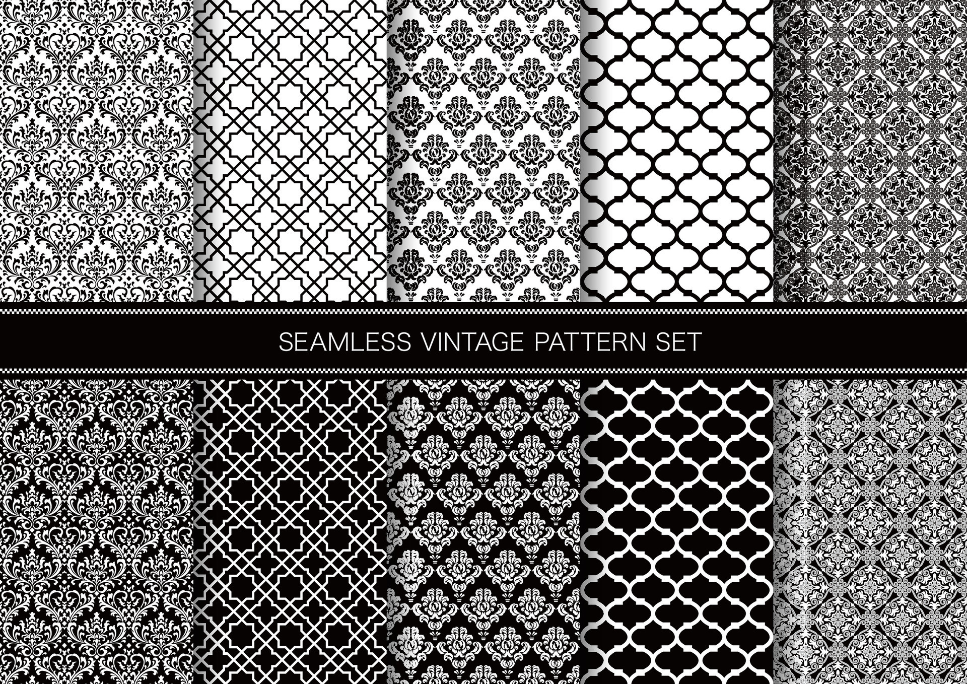 Horizontally And Vertically Repeatable Vector Seamless Monochrome