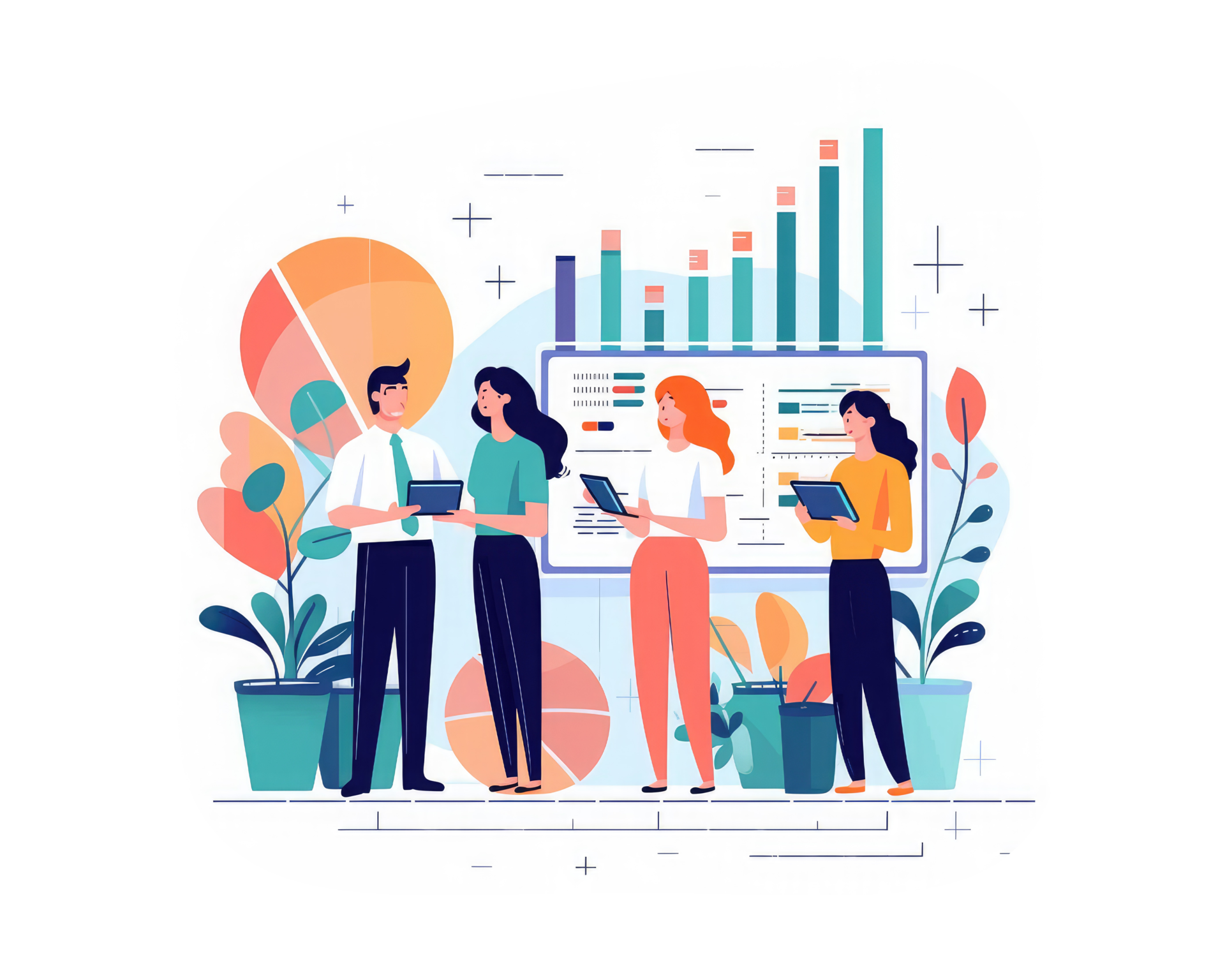 business team discussing about data analytics . AI Generated 28711748 PNG business team discussing about data analytics . AI Generated 28711748 PNG