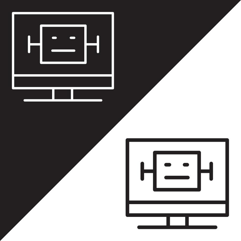 Computer, Monitor or TV icon. Robot in Computer vector icon from ...