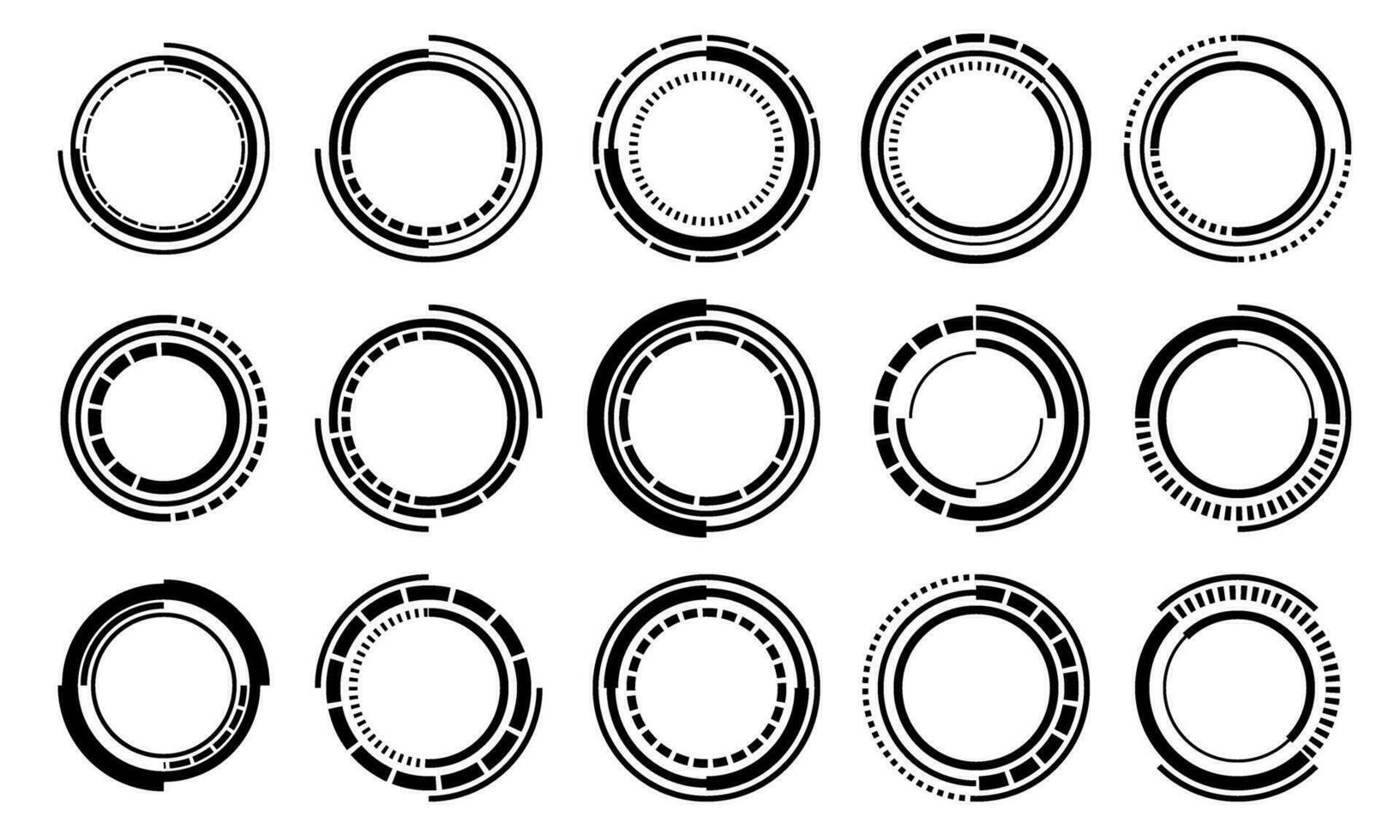 Set of sci fi black circle user interface elements technology futuristic design modern creative ...