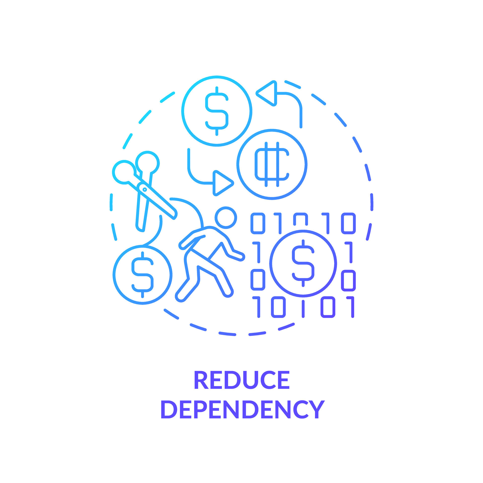 2d Reduce Dependency Gradient Thin Line Icon Concept Isolated Vector Illustration Representing