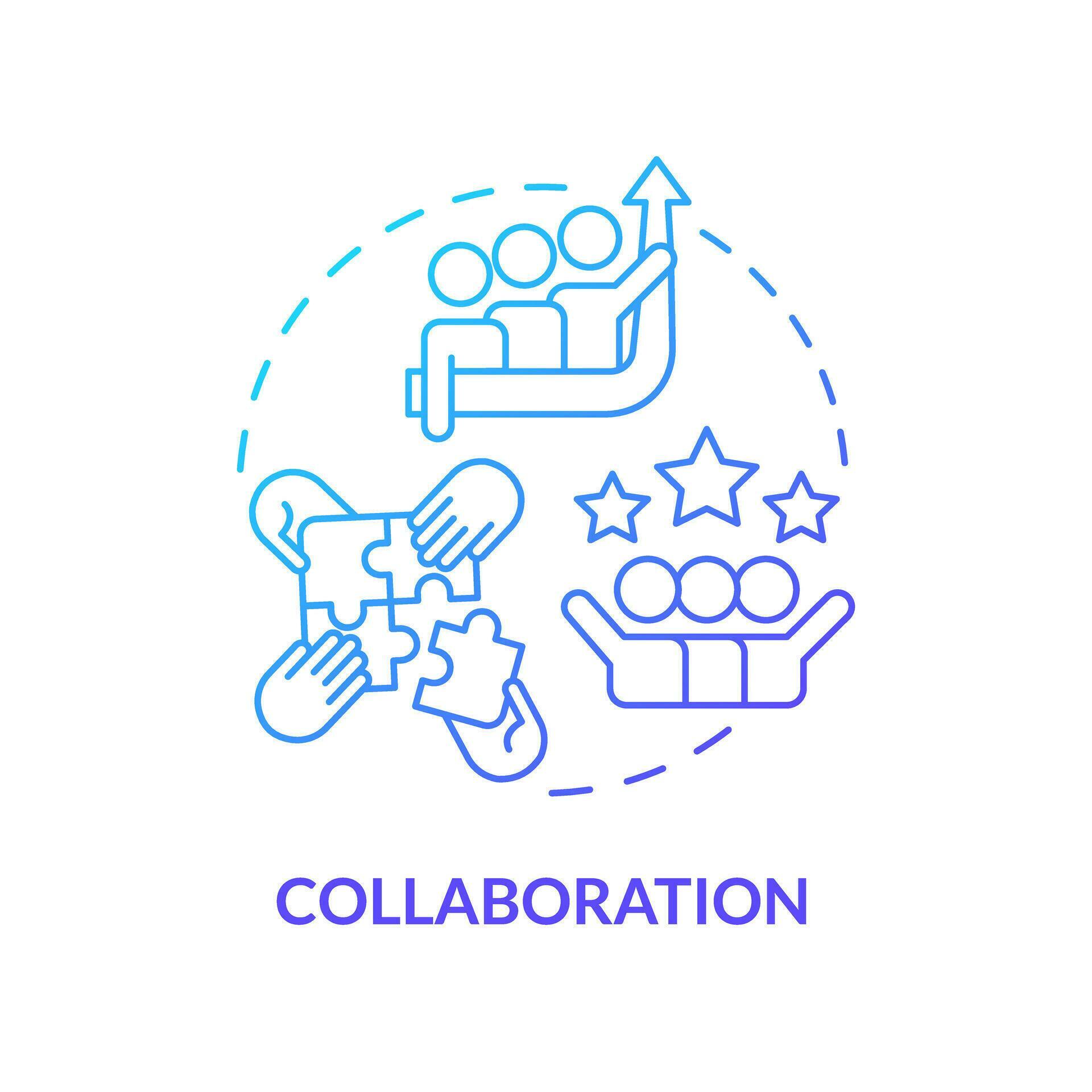 Gradient Collaboration Concept Thin Line Icon Isolated Vector