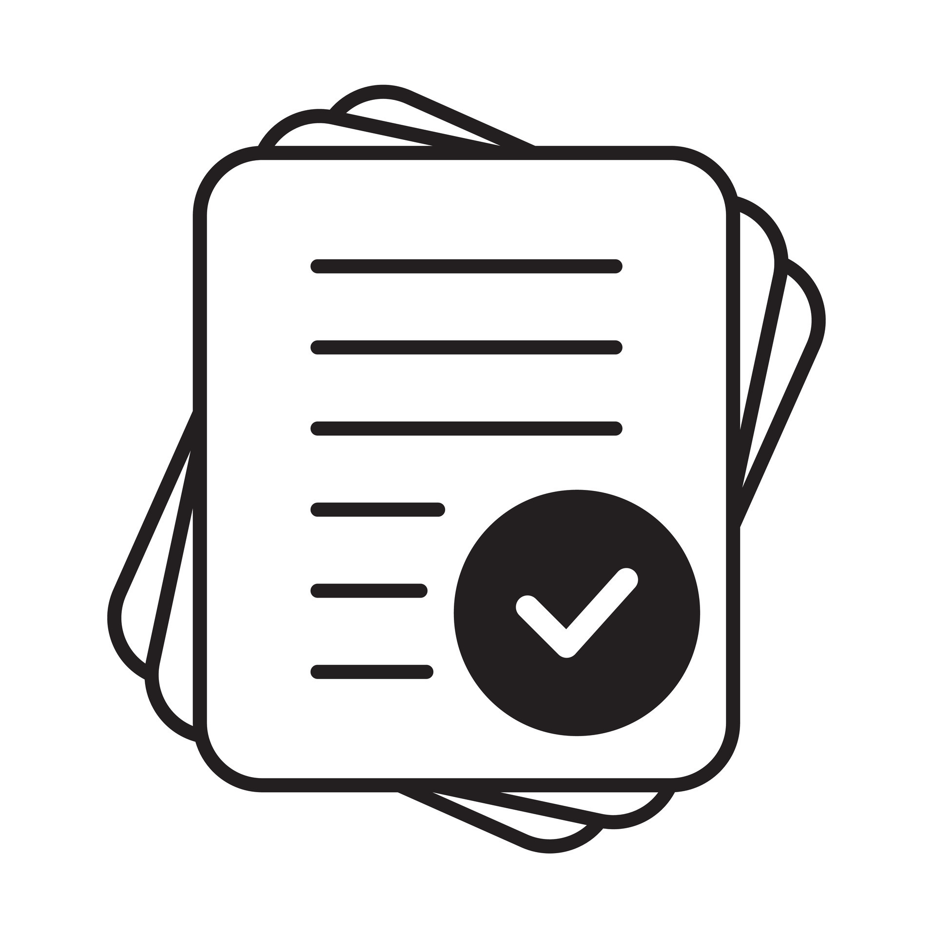 Document with Check mark icon. Compliance document icon in flat style ...