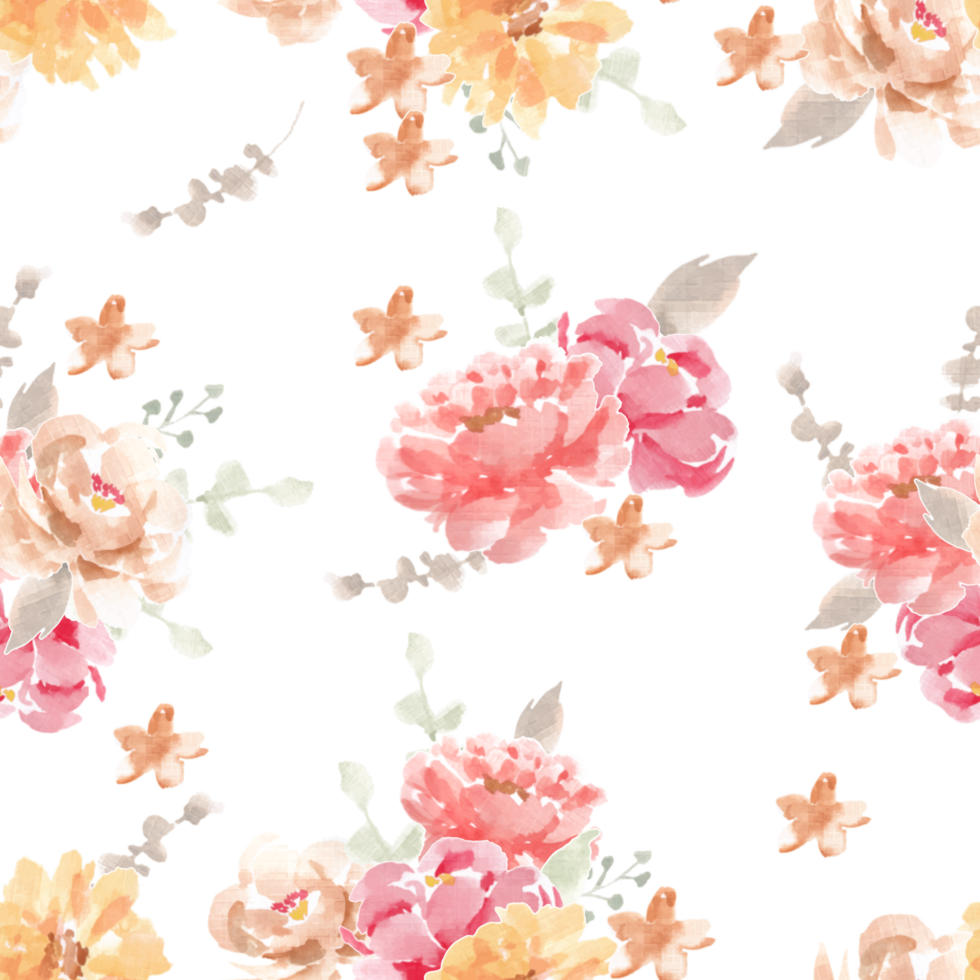 Red And Vintage Rose Watercolor Flower Seamless Pattern 28726620 Png