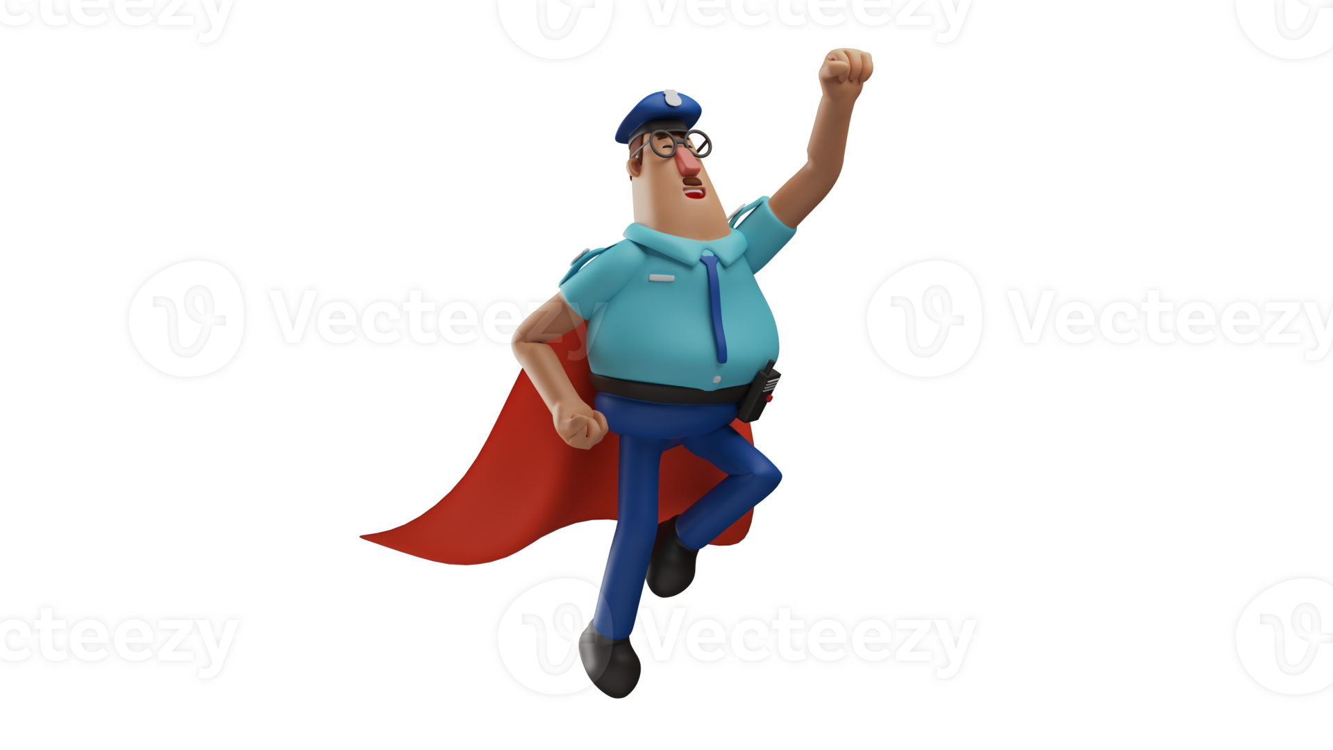 3d Illustration Handsome Man 3d Cartoon Character The Man Was Wearing A Police Costume And Had