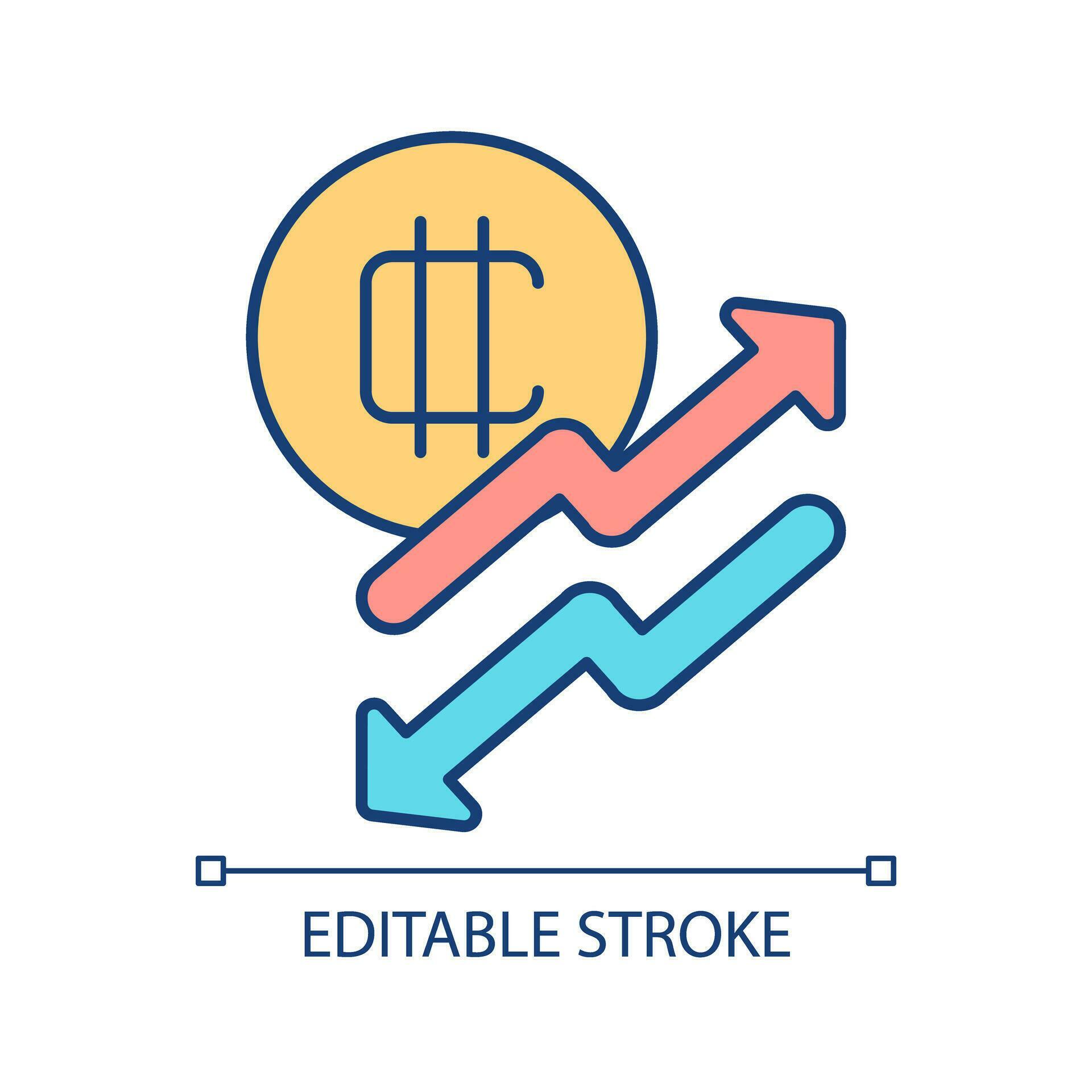 2d Editable Currency Volatility Thin Line Icon Isolated Vector