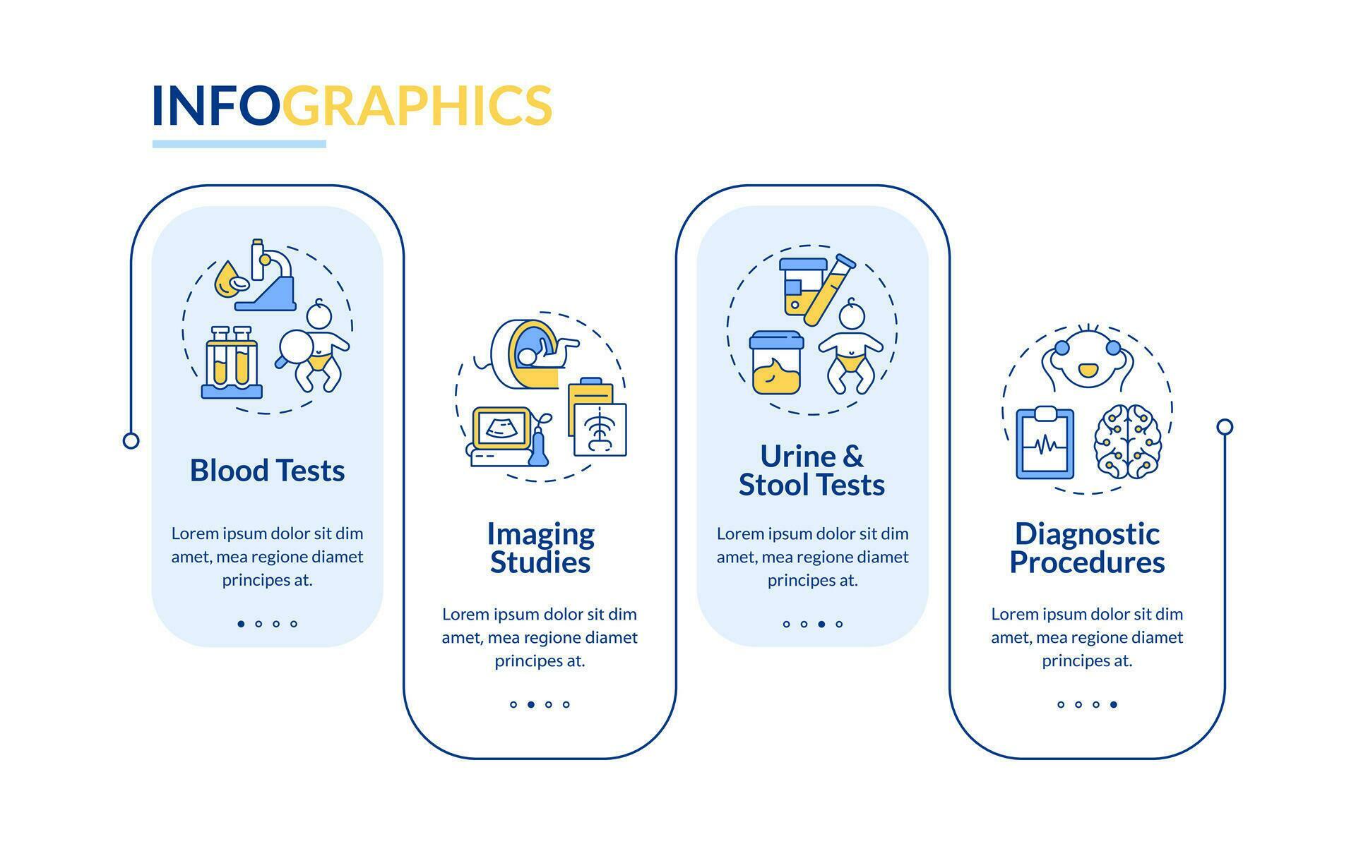 Diagnostic procedures for kids rectangle infographic template. Data ...