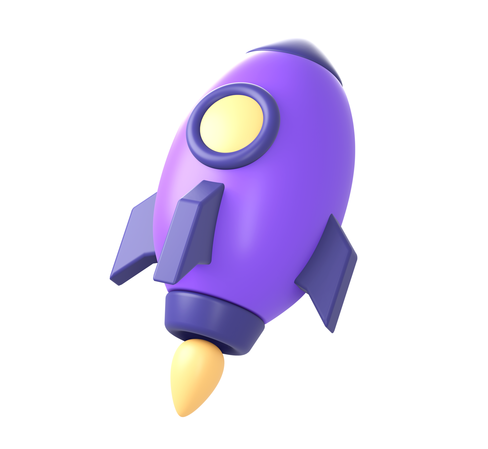 3d Purple Rocket Launcher Or Spaceship Side Icon For Ui Ux Web Mobile Apps Social Media Ads