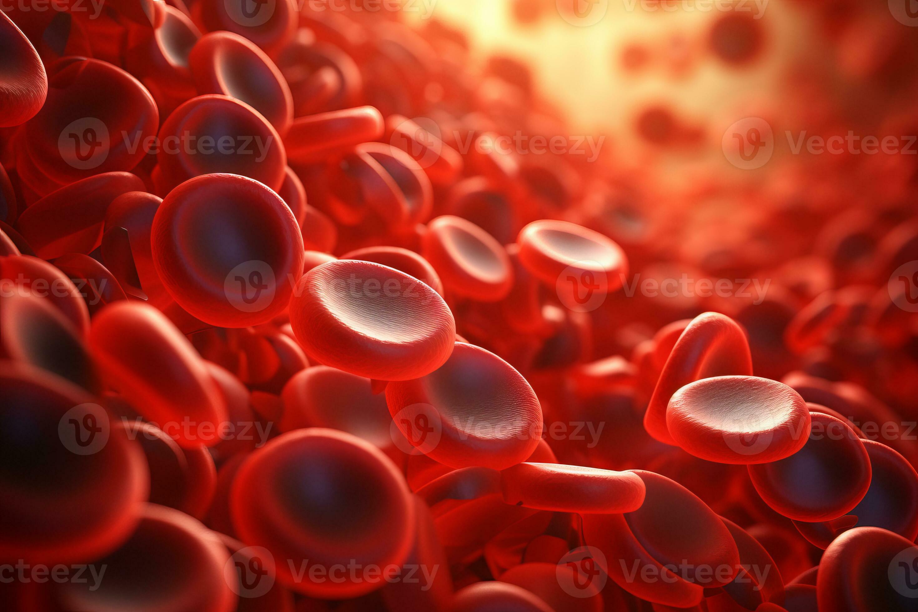 Microsopic of Red blood cells flowing through the blood vessels.medical ...