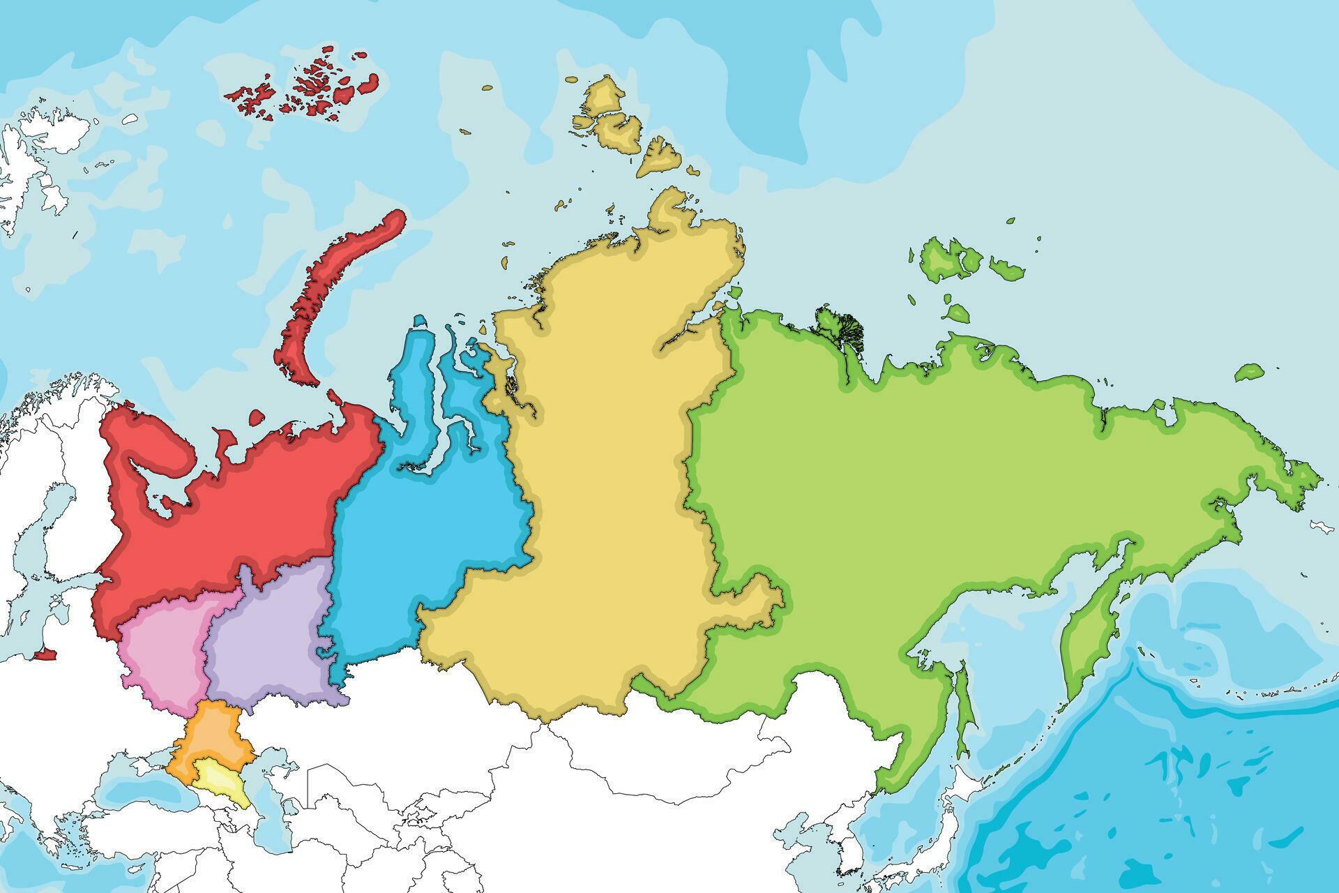 Vector illustrated blank map of Russia with regions or federal ... Vector illustrated blank map of Russia with regions or federal ...