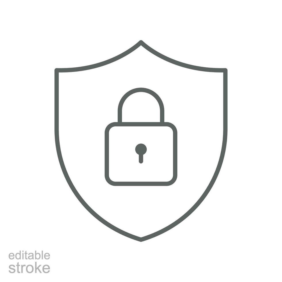Padlock Security Icon Outline Style Shield Lock Cyber Security