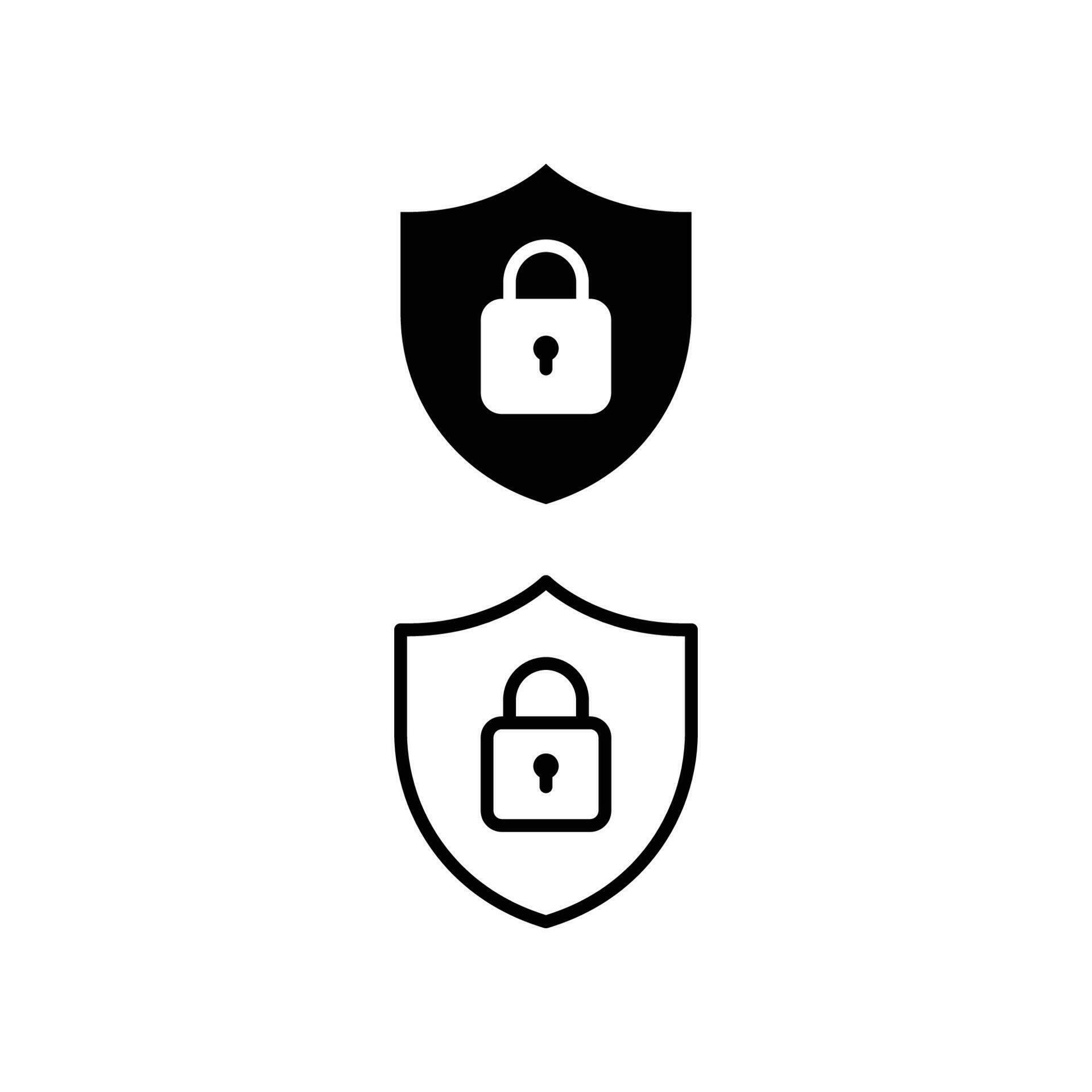 Padlock Security Icon Line And Solid Style Shield Lock Cyber Security