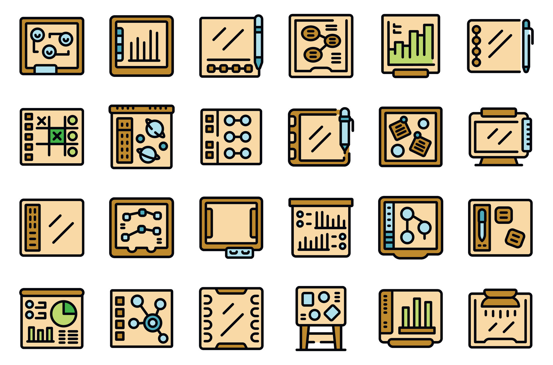 Interactive board icons set vector flat 28774580 Vector Art at Vecteezy