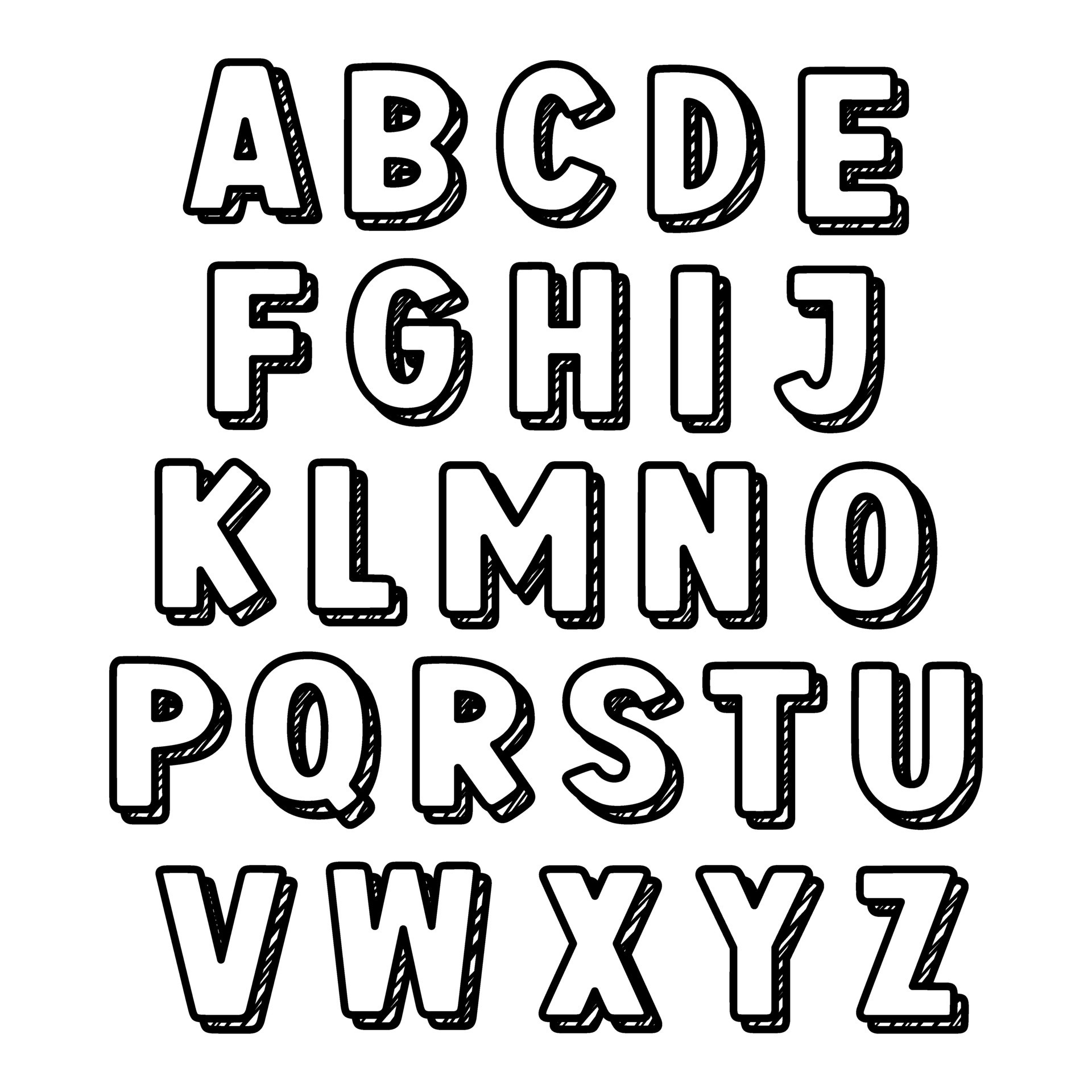 Cute Alphabet Uppercase With Shadow Lovely Letter Design For