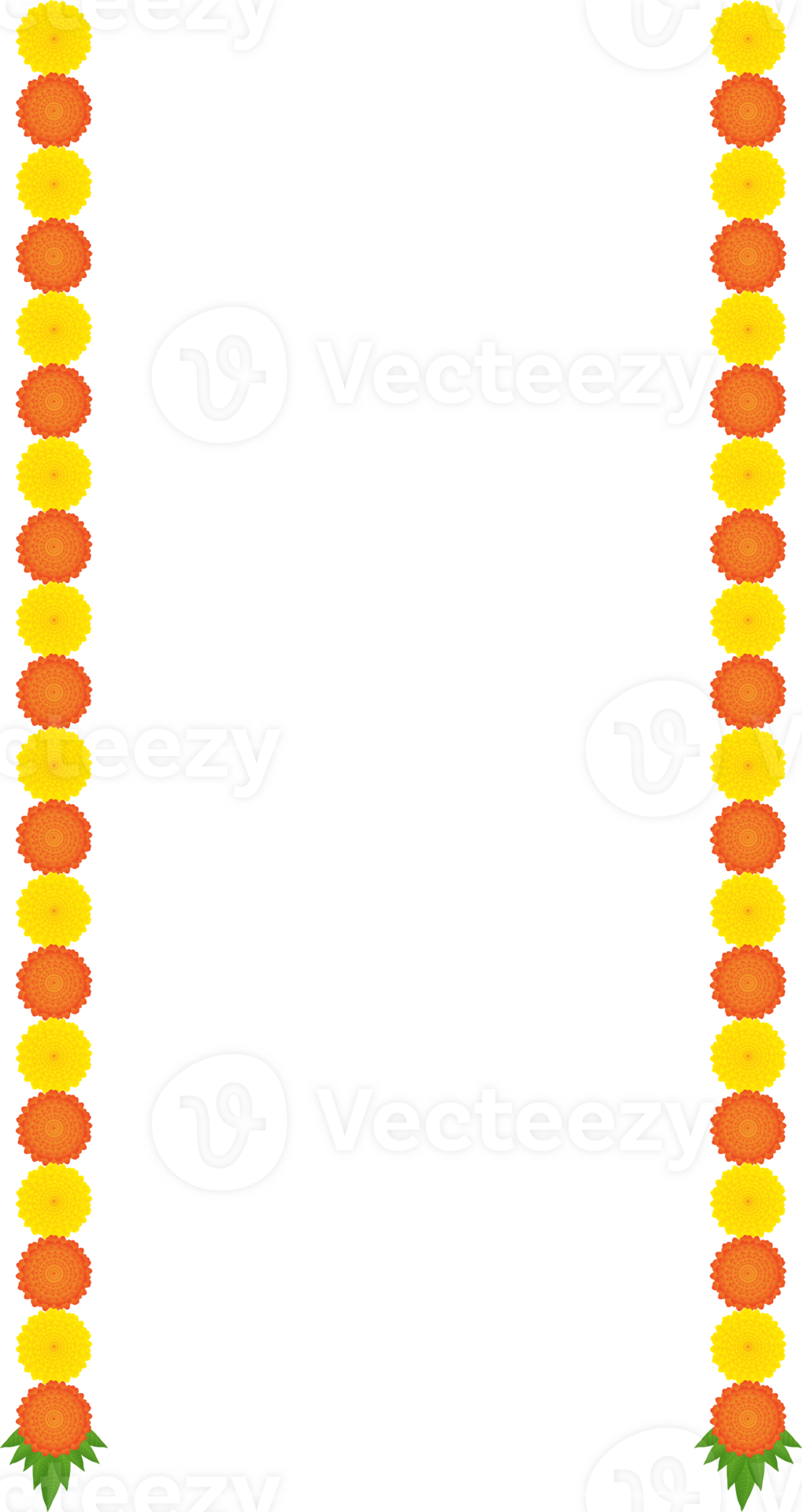 Traditional Indian marigold toran floral garland vector, wedding and festival decoration, border ...