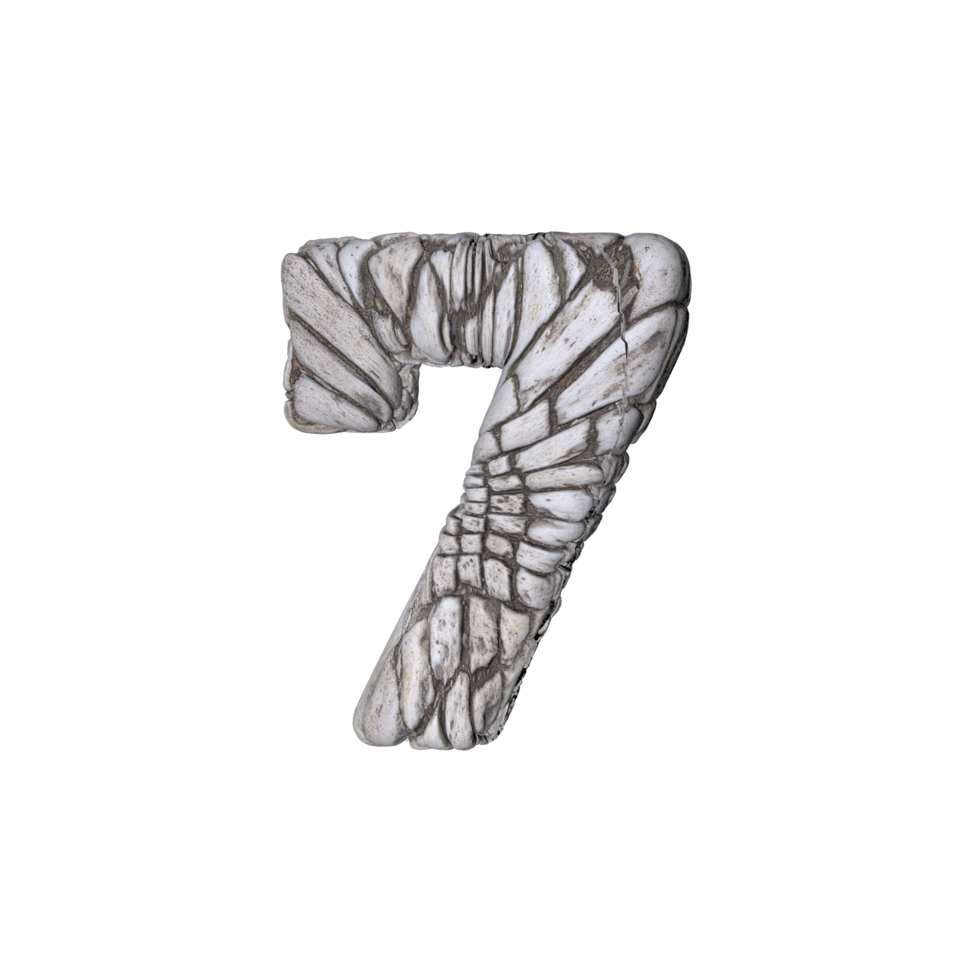 Number 7 3d Render With Stone Material 28798495 Png