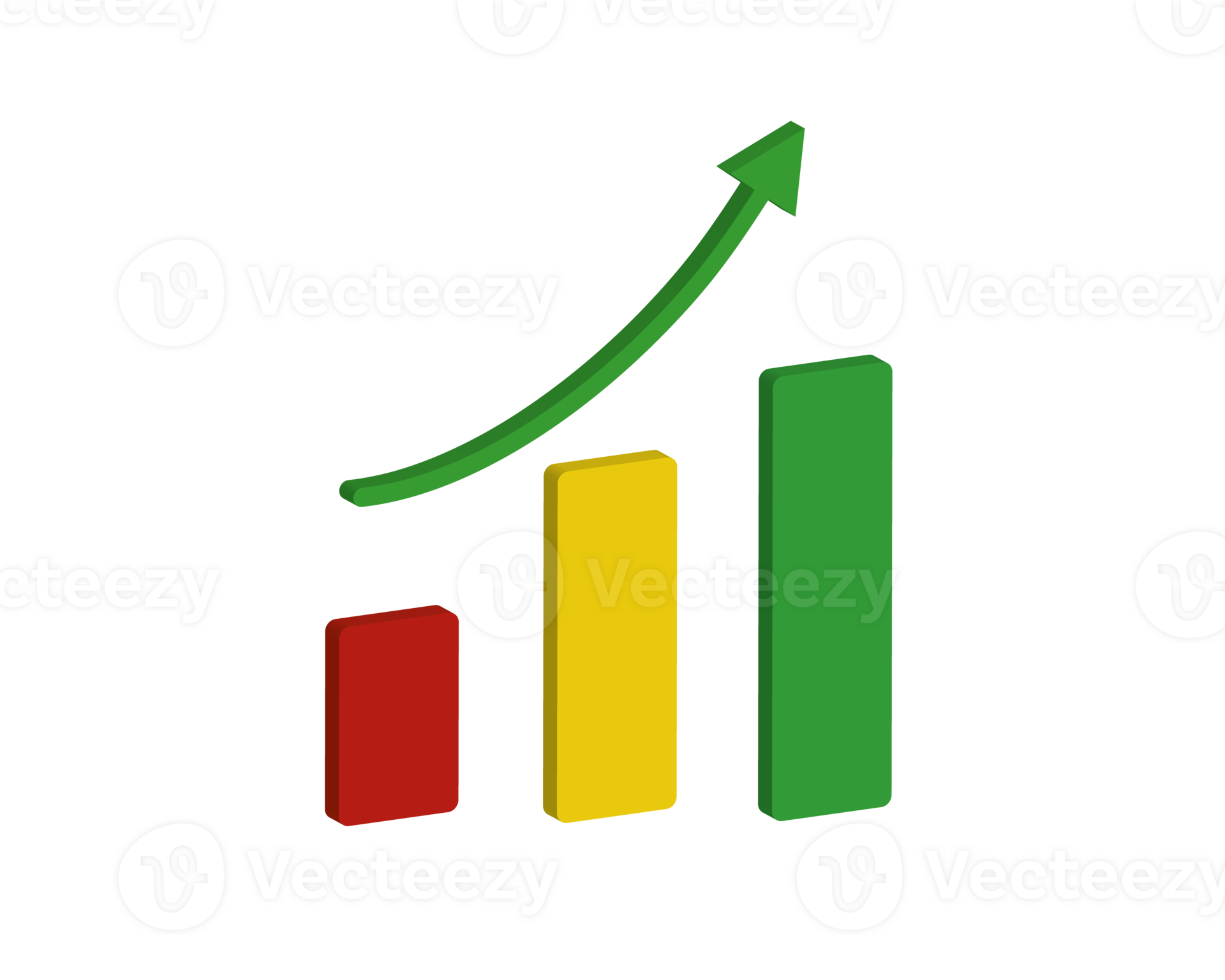 Up arrow following increasing 3D graph icon. Ascending graph with red ...