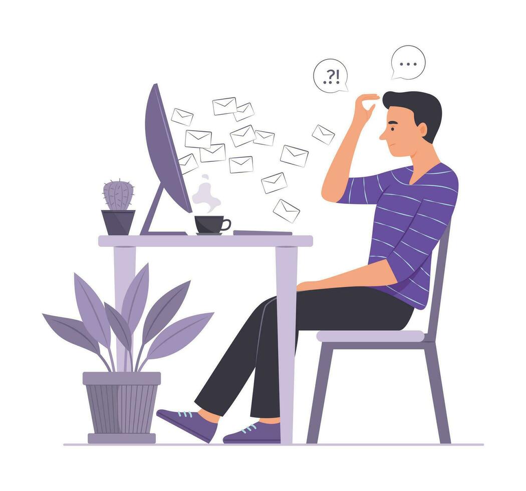 Businessman Confused with Email Overload Concept Illustration 28856476 ... Businessman Confused with Email Overload Concept Illustration 28856476 ...