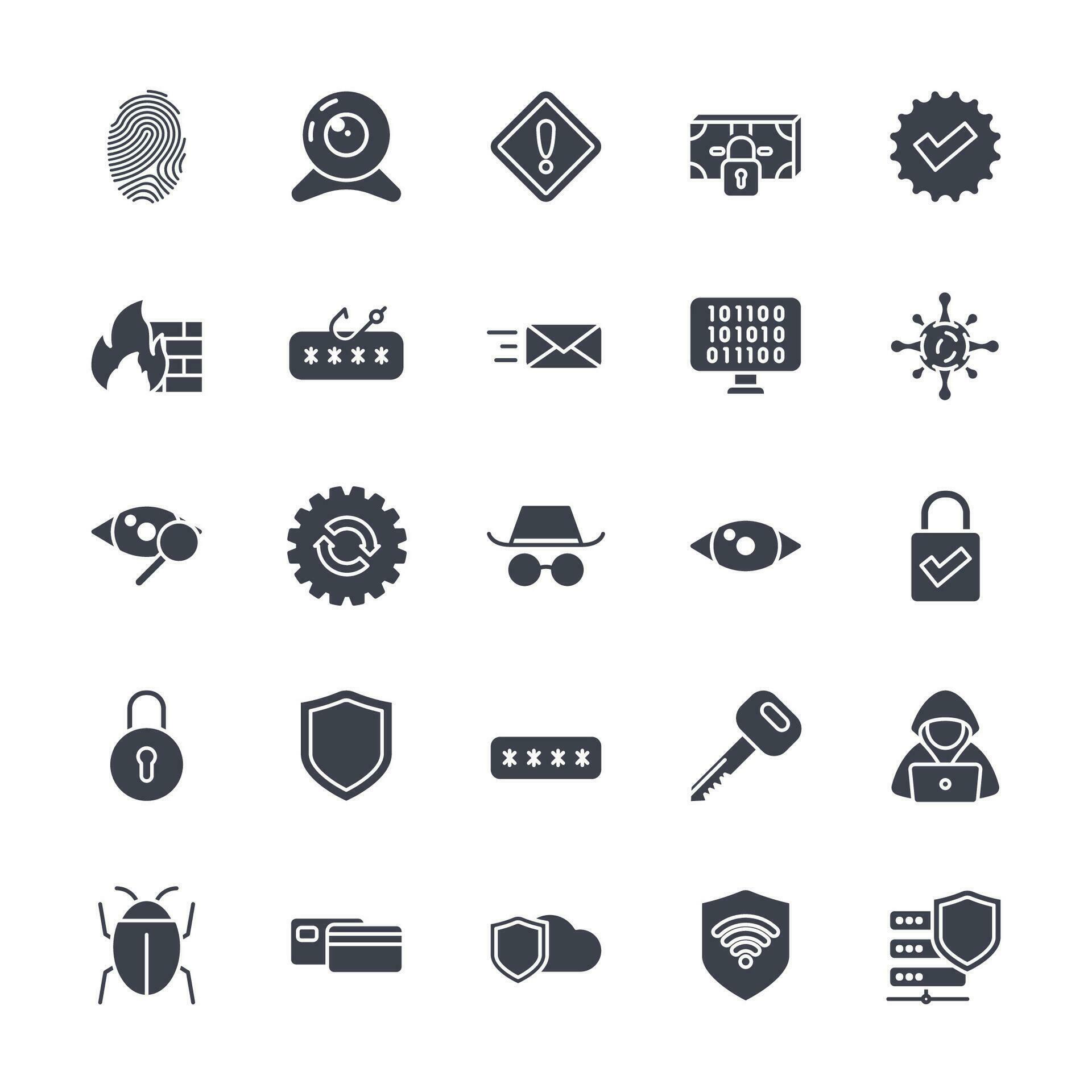 Vector set of cyber security icons. such as secure fingerprint ...