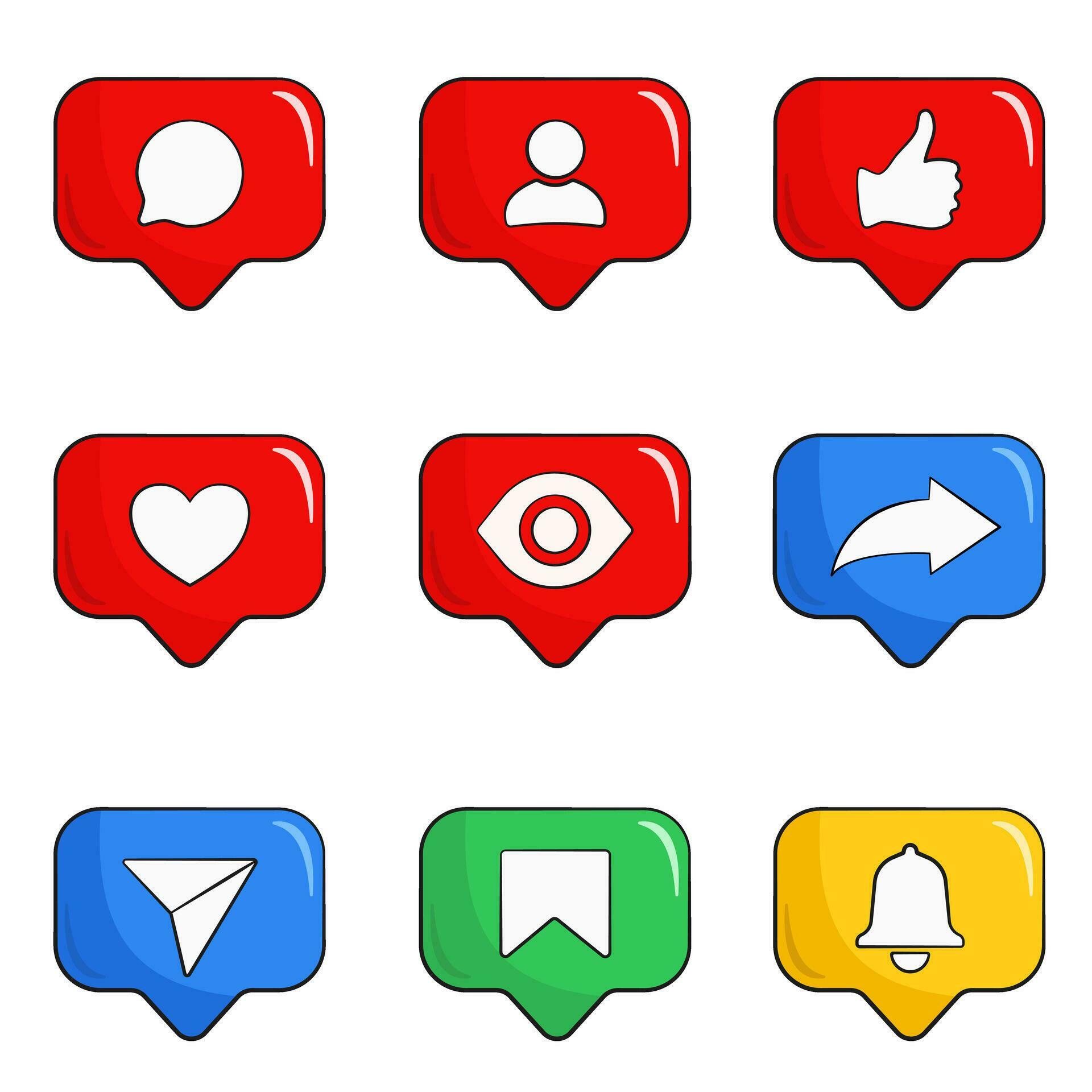 Set of social media notification icons 28858957 Vector Art at Vecteezy