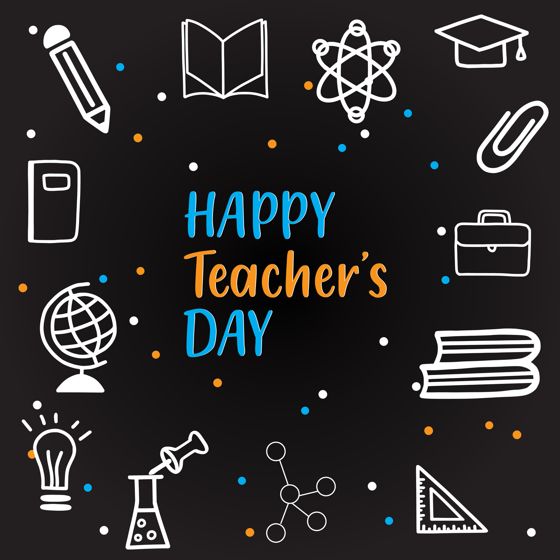 Happy teacher's day greeting card. Celebrating Teacher's Day with icon ... Happy teacher's day greeting card. Celebrating Teacher's Day with icon ...