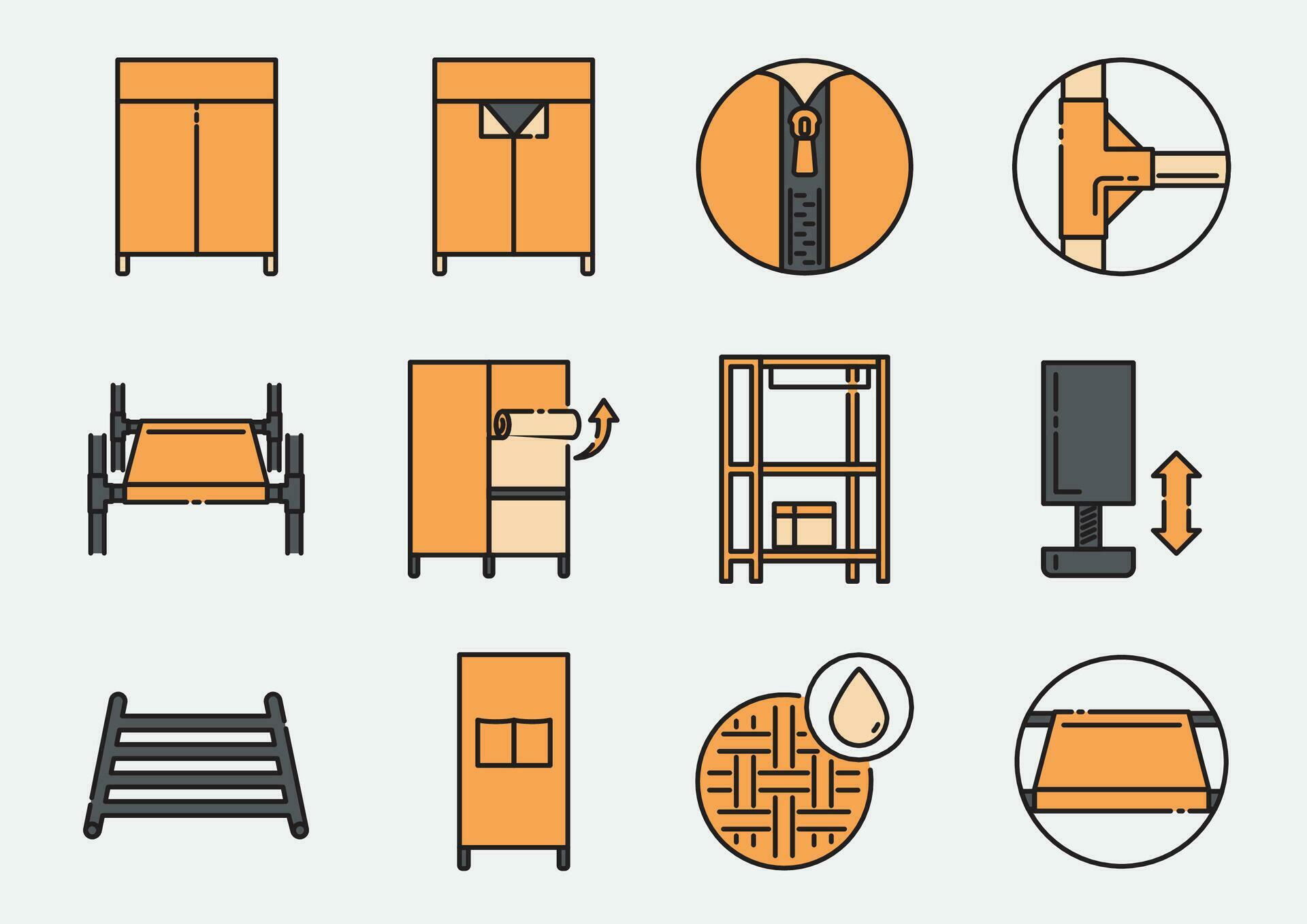 fabric wardrobe colorline icon set 28873753 Vector Art at Vecteezy