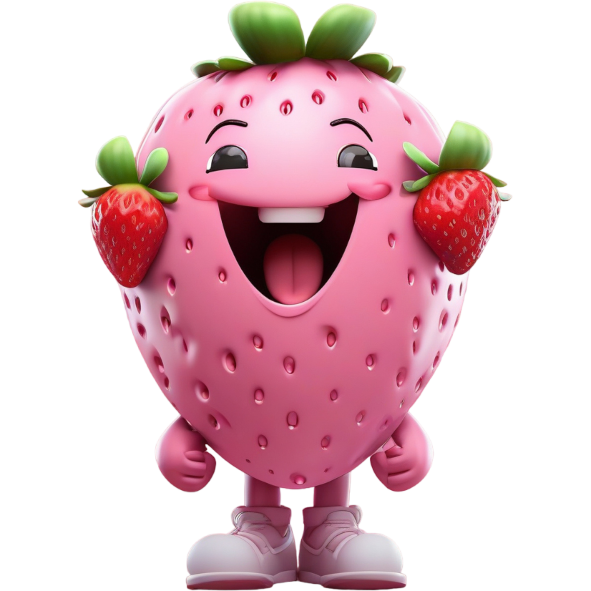 Pink Strawberry With Joyful Grin Ai Generative 28884209 Png
